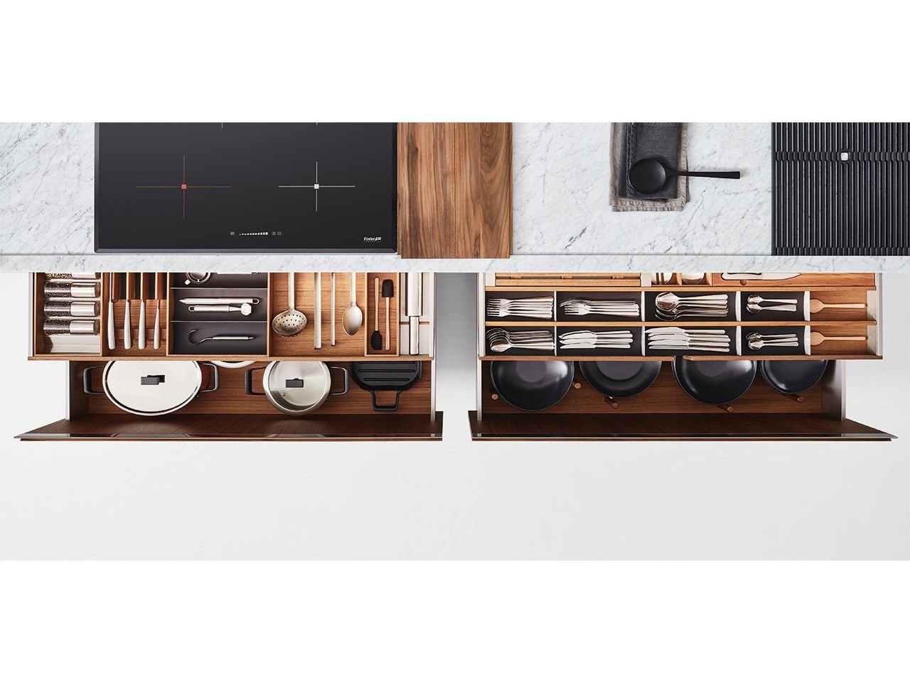 LIGNUM CONCEPT Kitchen with Carrara marble island By Arclinea | design ...