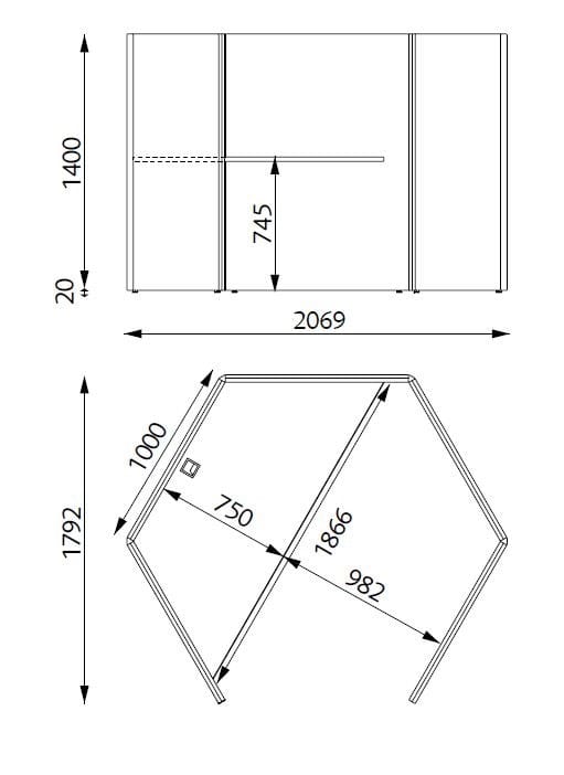LIMBUS HEXAGON WORK BOOTH Sectional office desk with sound absorbing ...