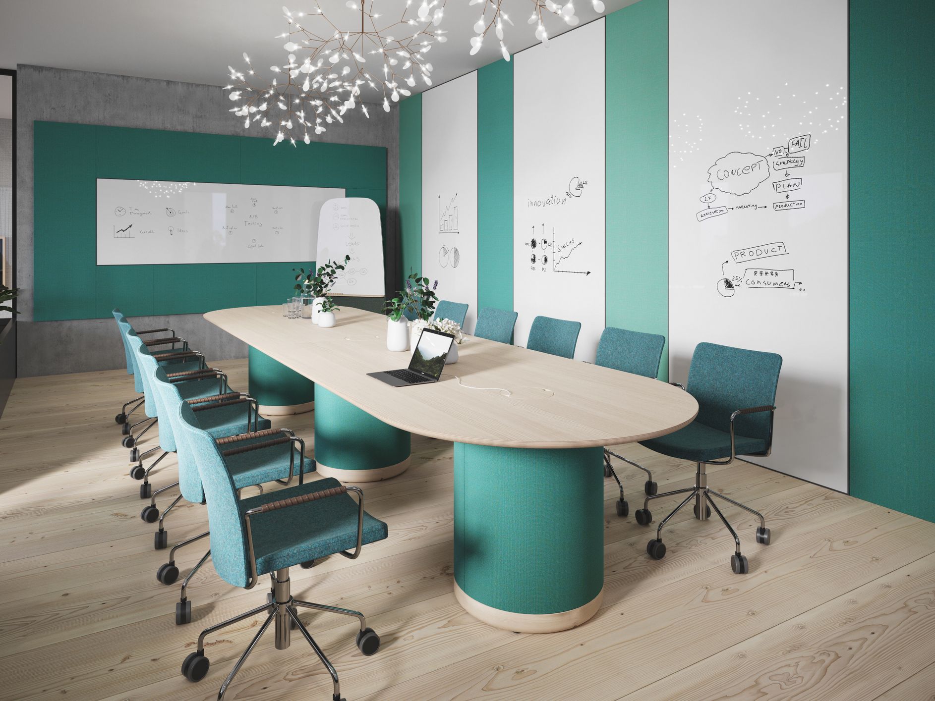 Wall-mounted office whiteboard LIMBUSWALL WRITE By Glimakra of Sweden