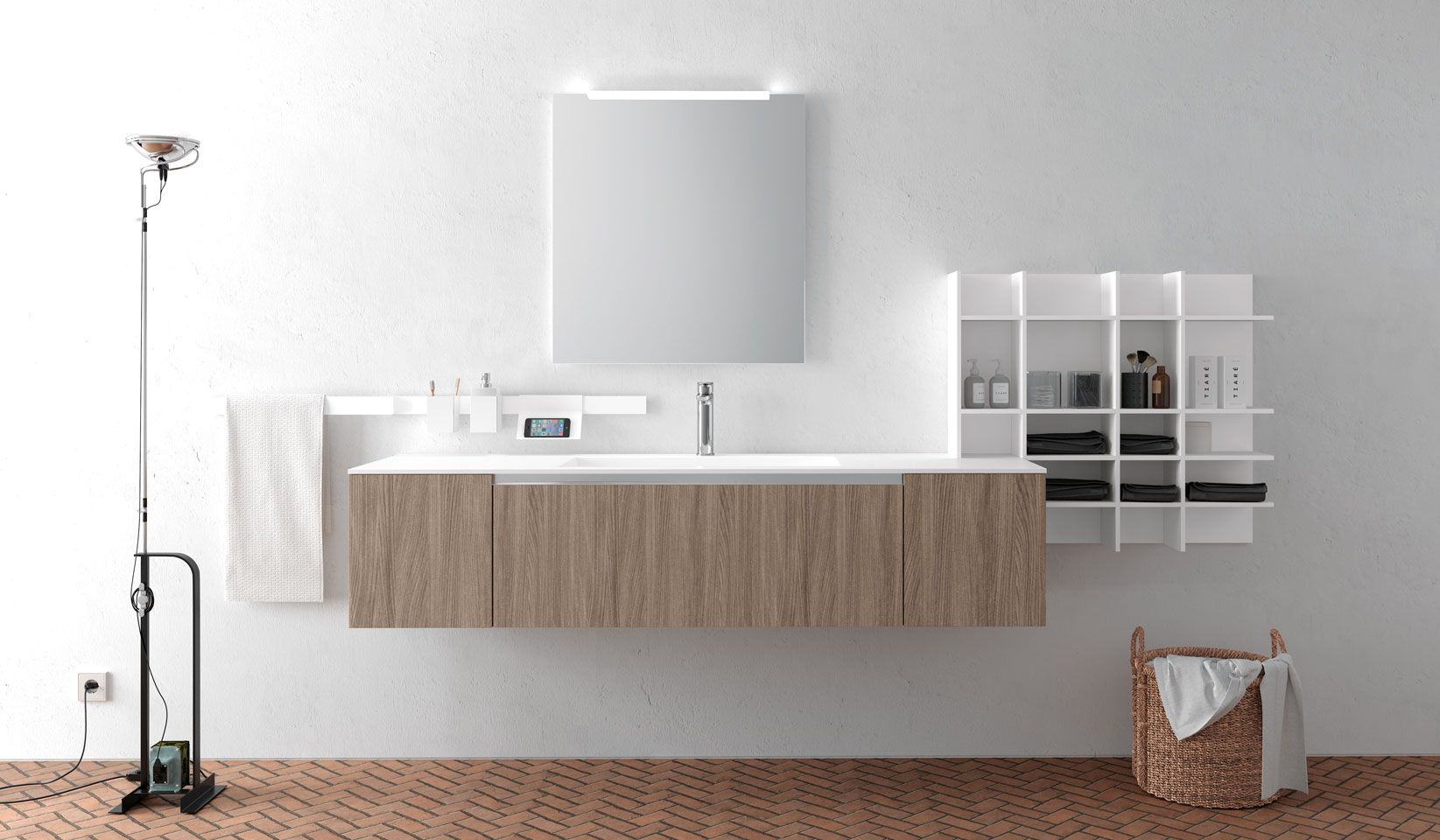 LINEA 06 Vanity unit with mirror By Archeda