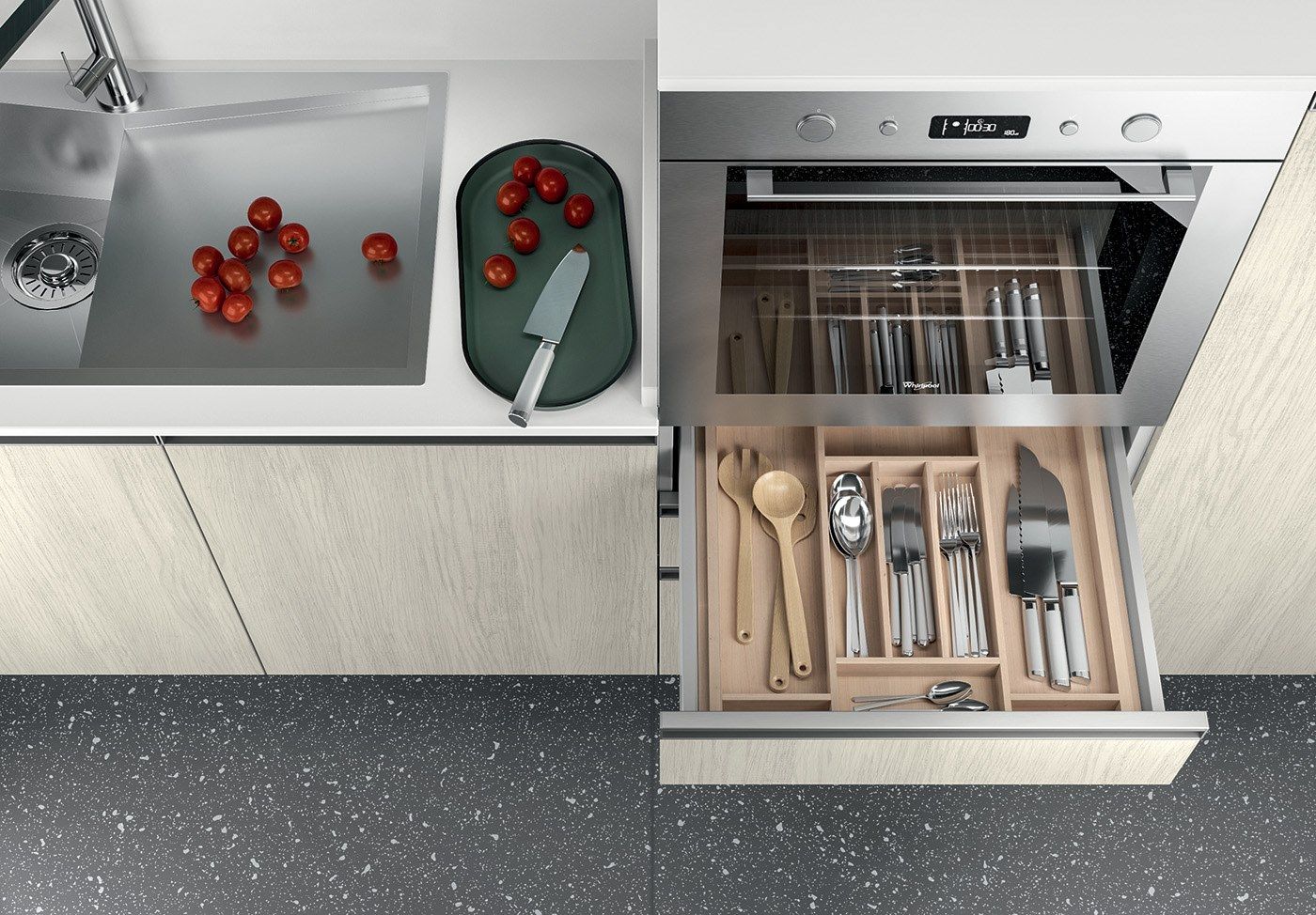 Custom melamine-faced chipboard kitchen LINEA By Colombini Casa