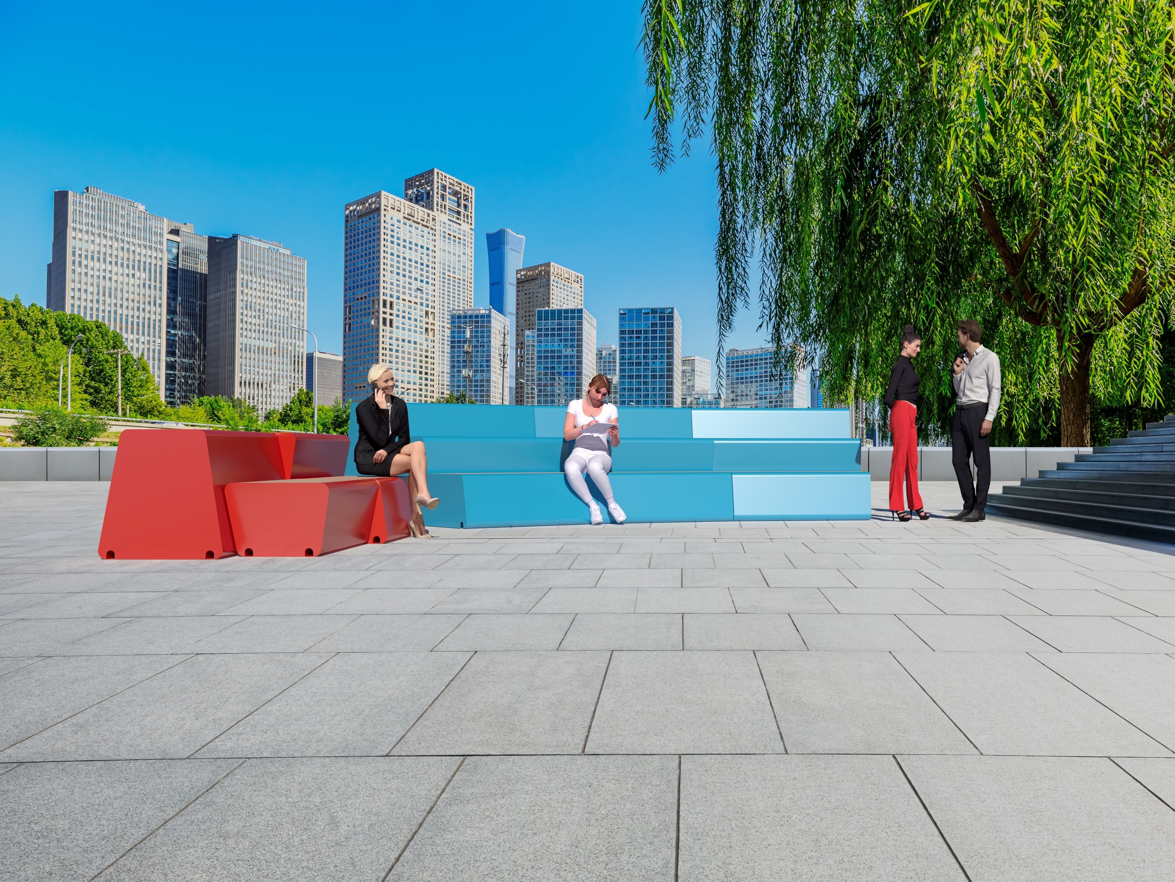 Modular steel and wood amphitheater LINGOTTO By Punto Design design ...