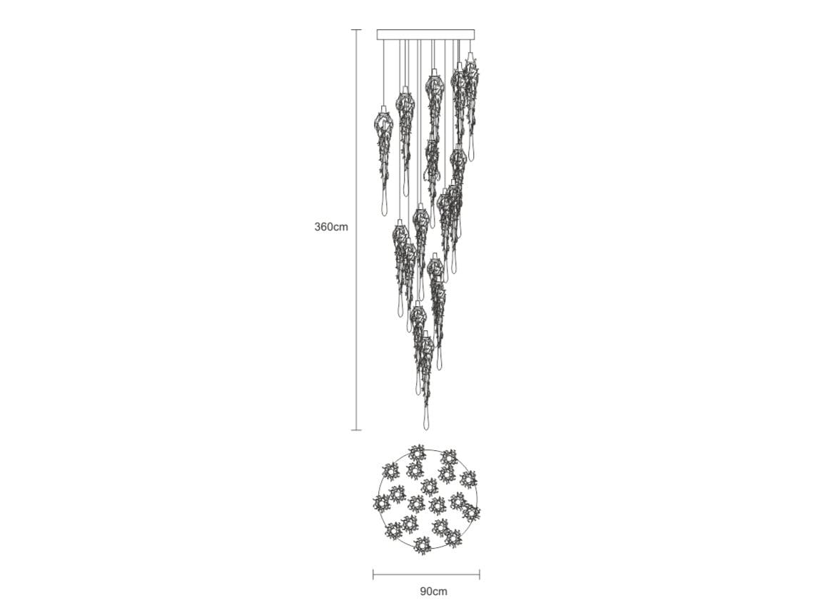 LIQUID ROUND CHIME MEDIUM Handmade bronze ceiling lamp By Serip