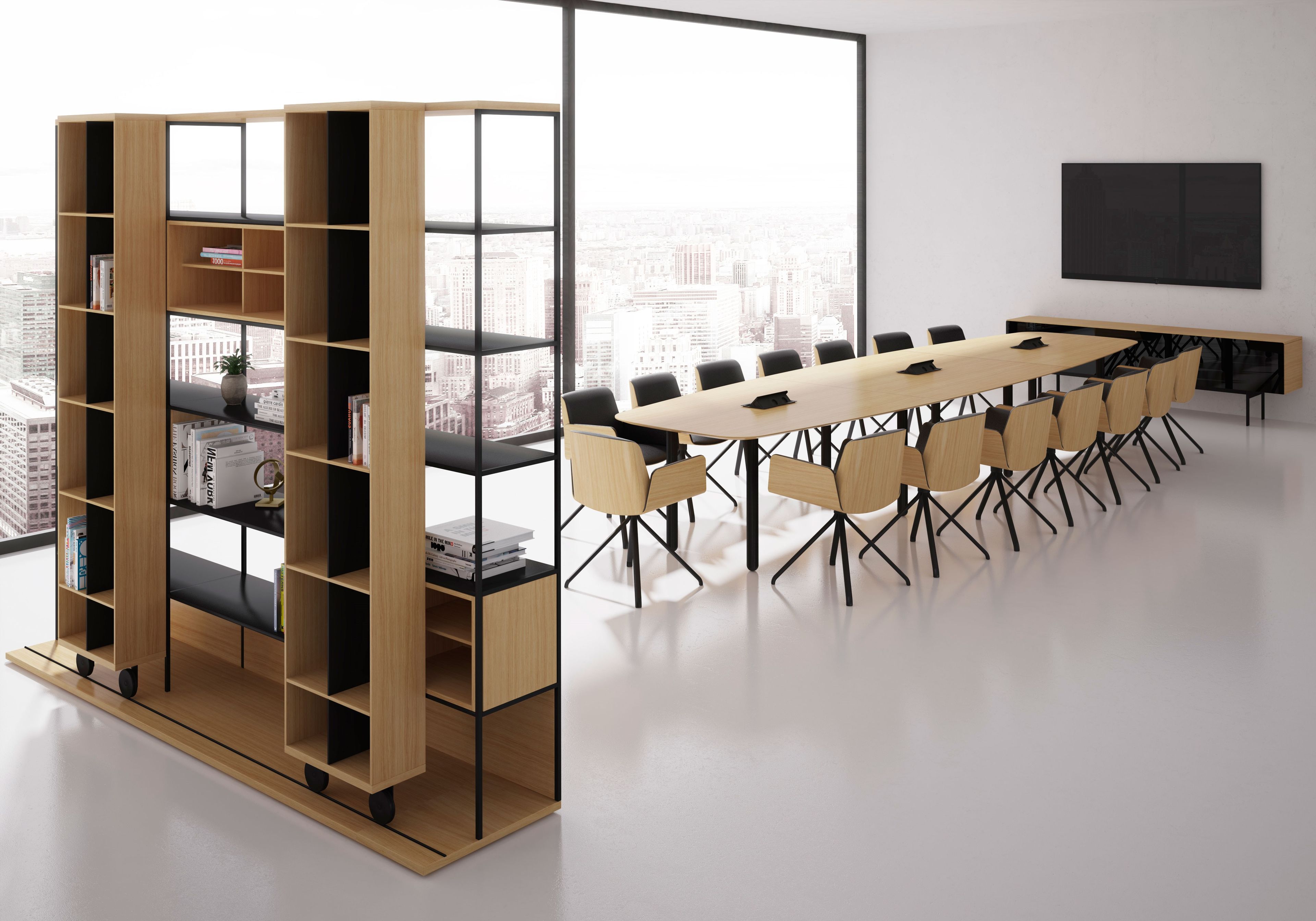 LITERATURA OPEN Open wooden bookcase with casters By Punt | design ...