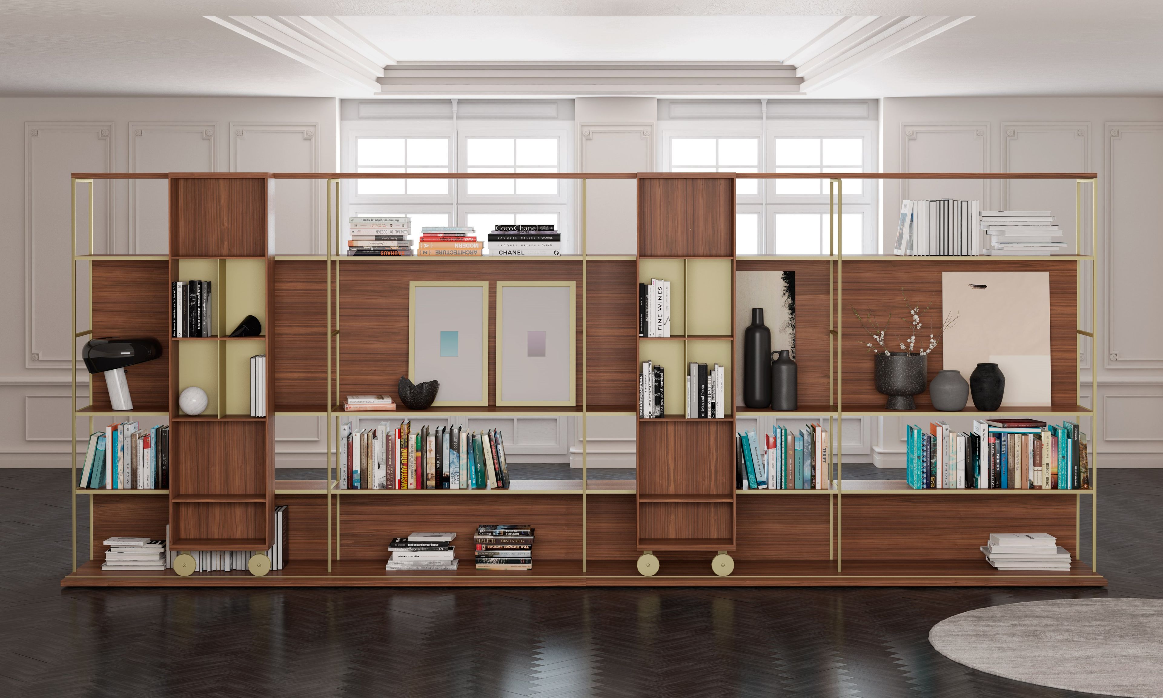 LITERATURA SELECTION Open MDF bookcase with casters By Punt | design ...