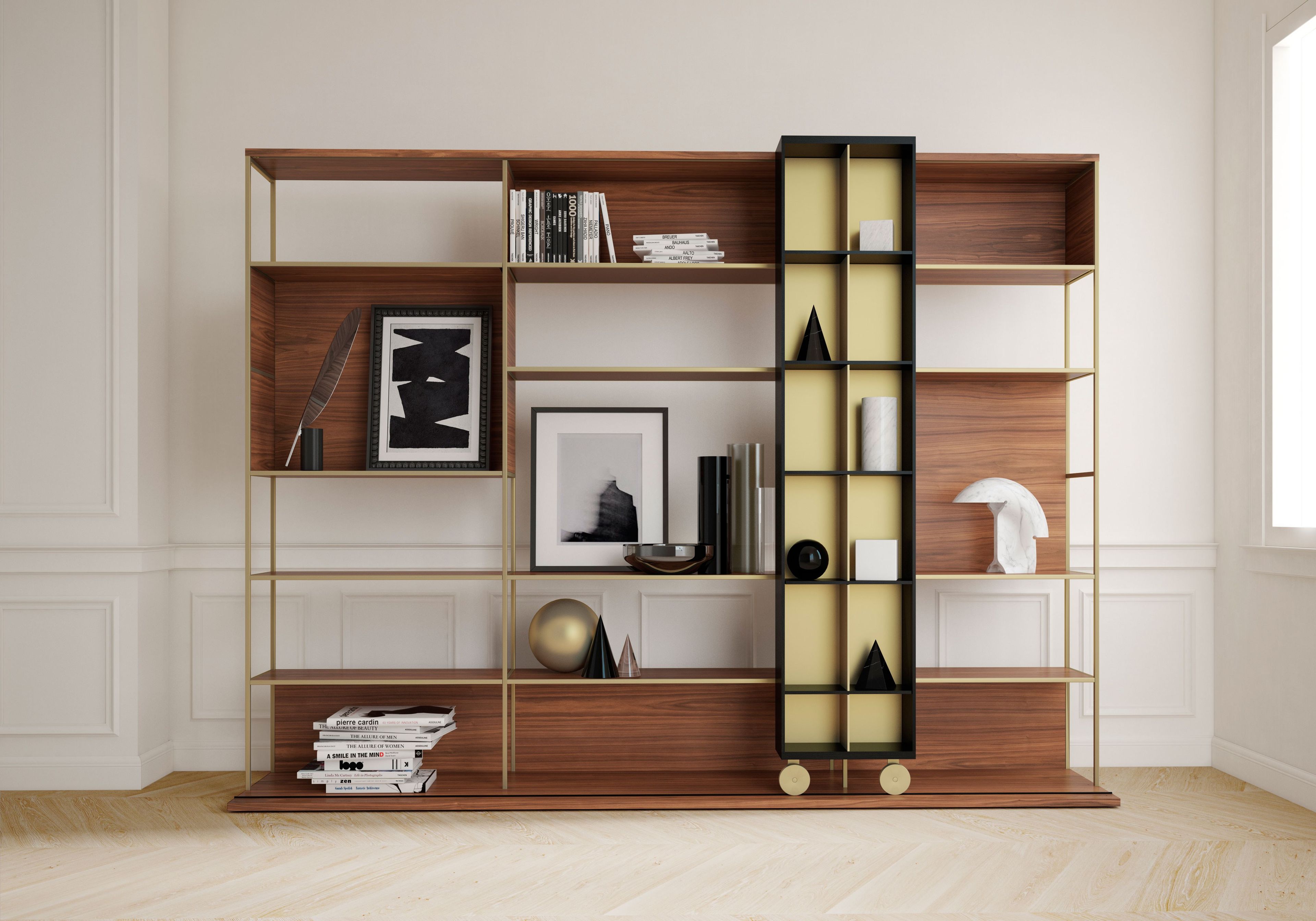 LITERATURA SELECTION Open MDF bookcase with casters By Punt | design ...