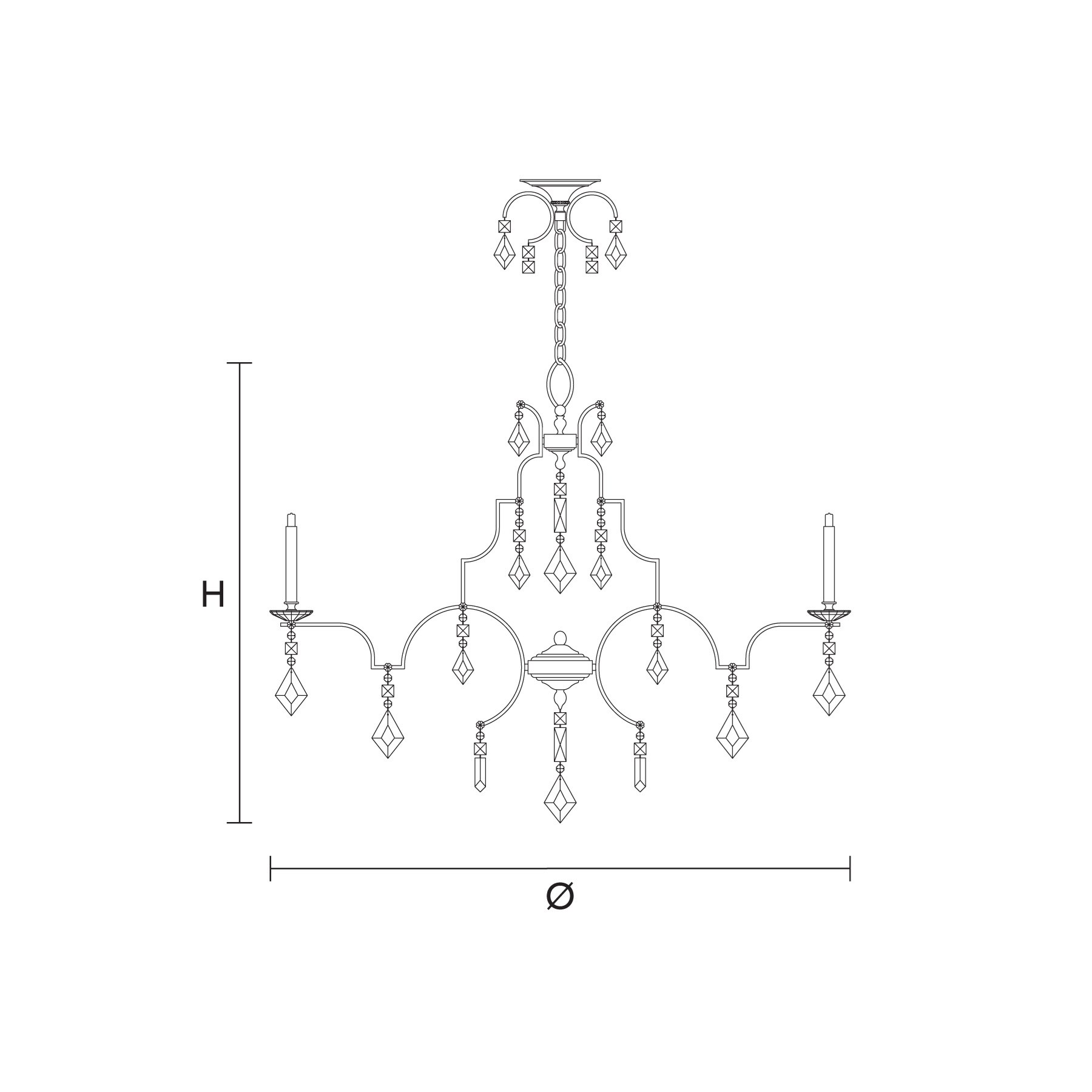 LIZZI 3+3/ 4+4 Halogen painted metal chandelier with crystals By ...