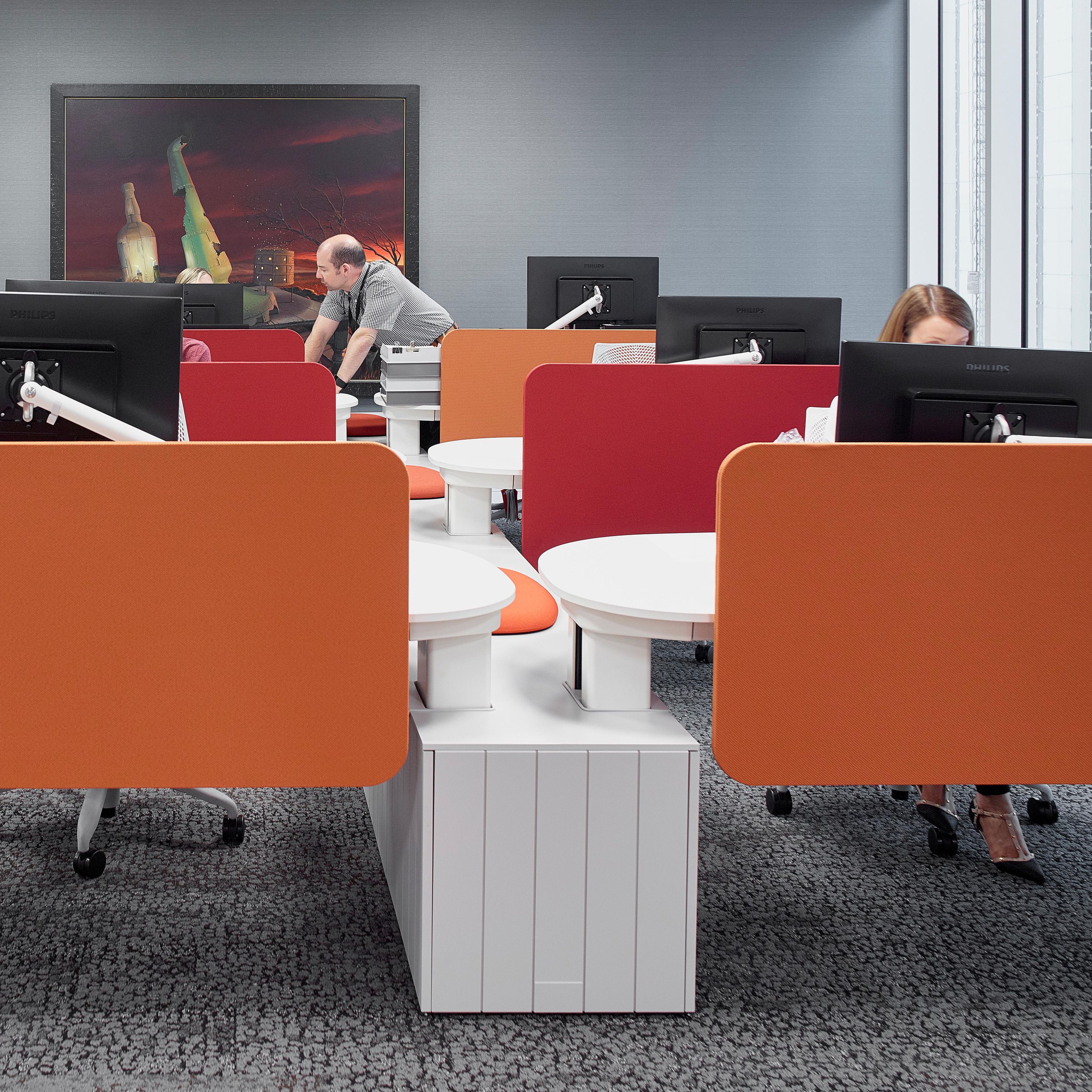 Height-adjustable sectional office desk with shelves LOCALE | Office ...