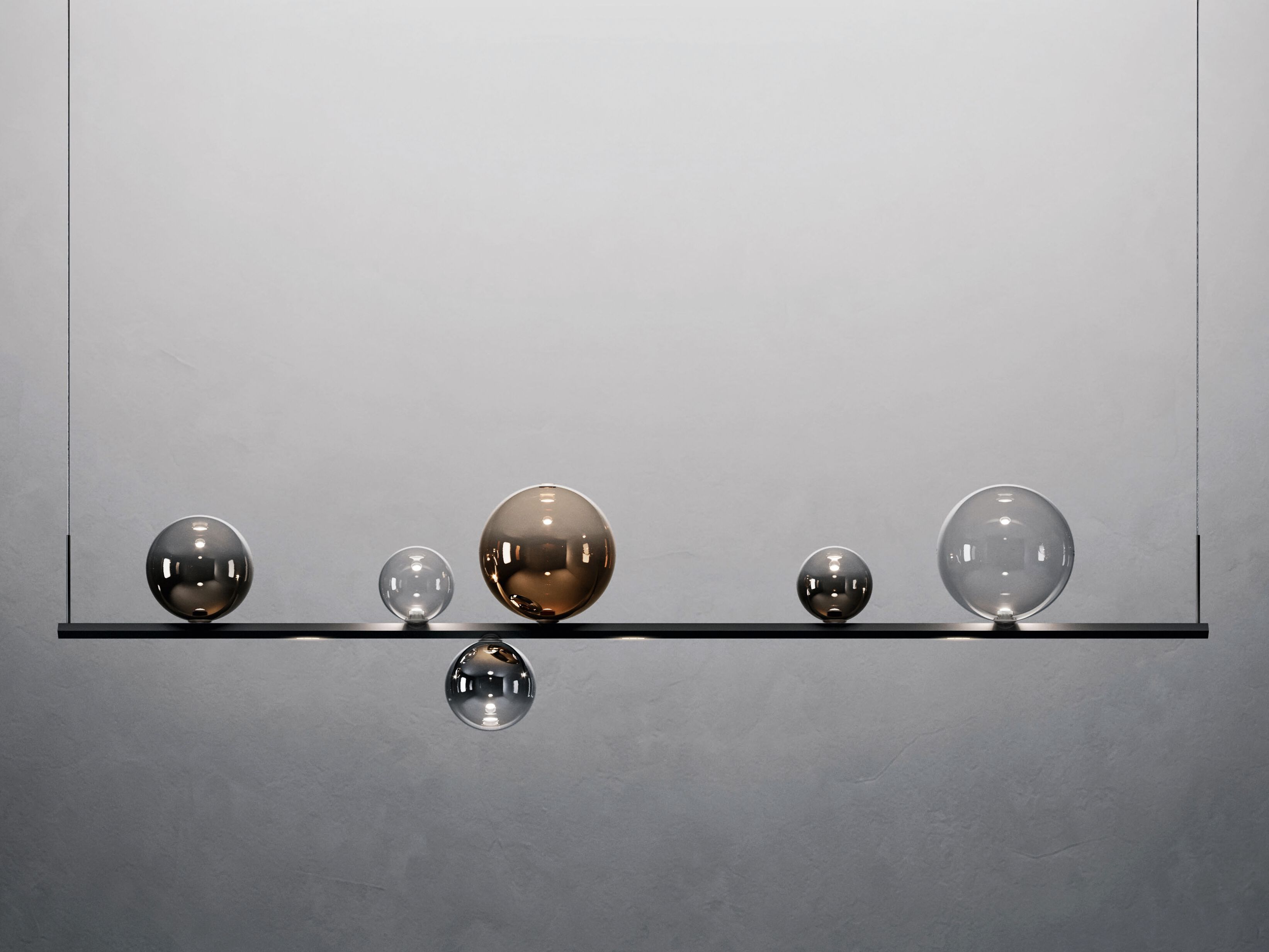 RANDOM STICK LED blown glass pendant lamp By LODES