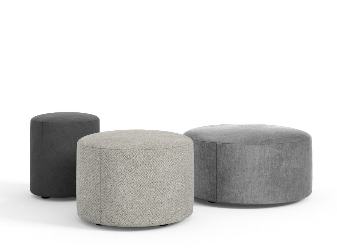 LOG Upholstered round fabric pouf By Novamobili | design Novamobili Studio