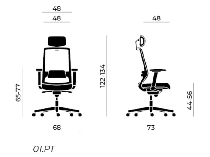 LOGICA 01 PT Height-adjustable upholstered office chair with headrest ...
