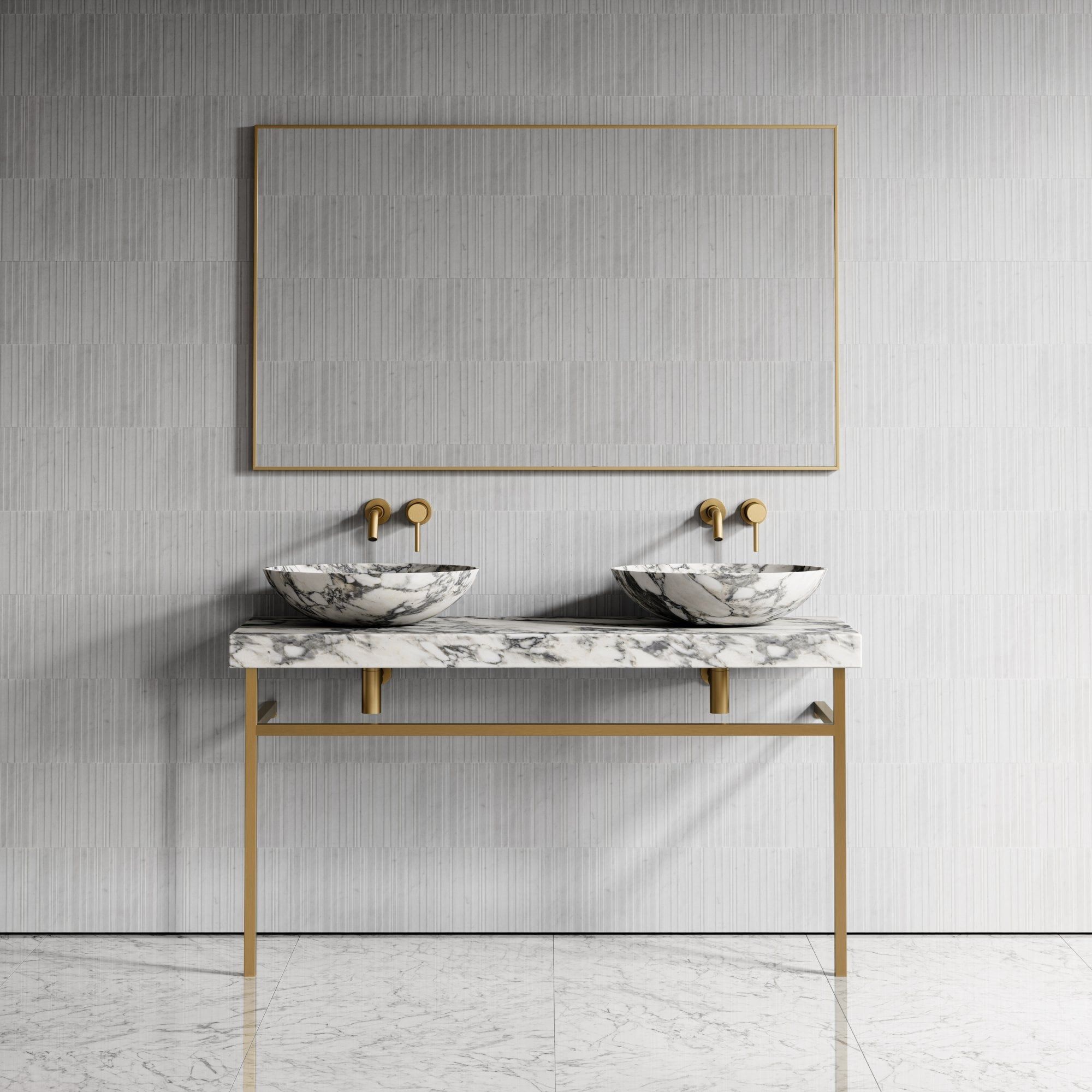 LOMAZZO | Washbasin countertop Double Arabescato marble washbasin ...