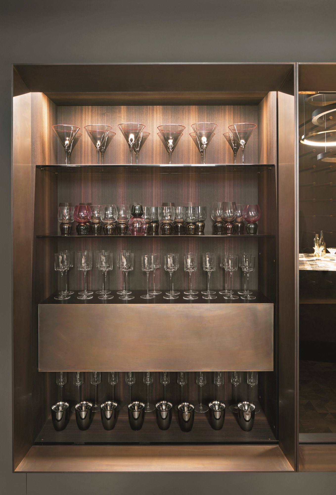 Solid wood bar cabinet LOOM SYSTEM By Henge design Massimo Castagna