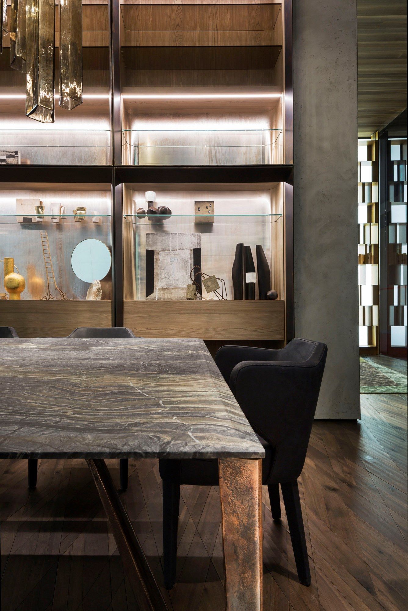 Solid wood bar cabinet LOOM SYSTEM By Henge design Massimo Castagna