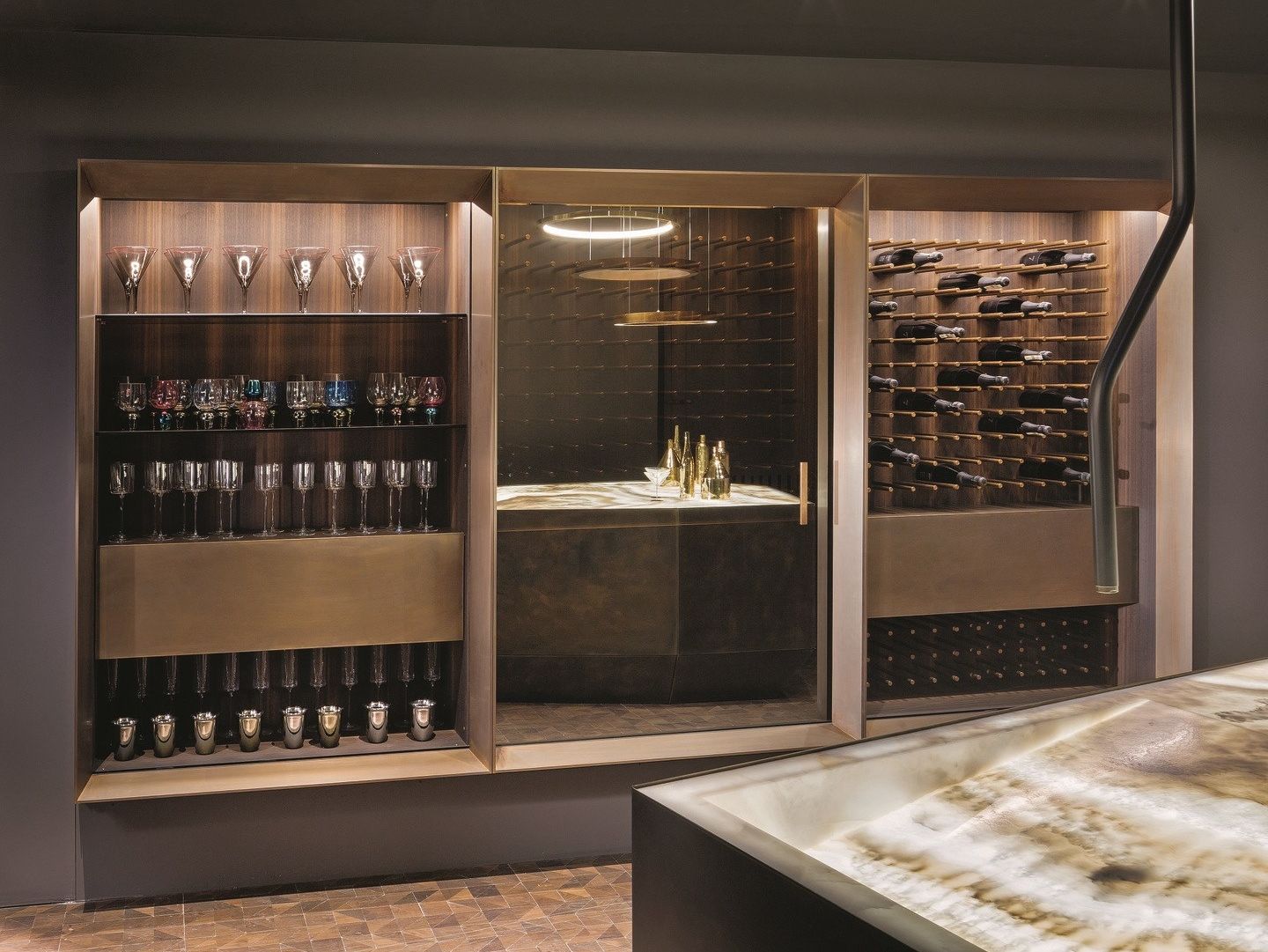 Solid wood bar cabinet LOOM SYSTEM By Henge design Massimo Castagna