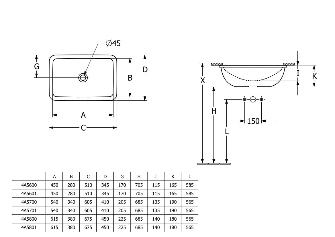 LOOP & FRIENDS Lavabo da incasso sottopiano rettangolare in ceramica By ...
