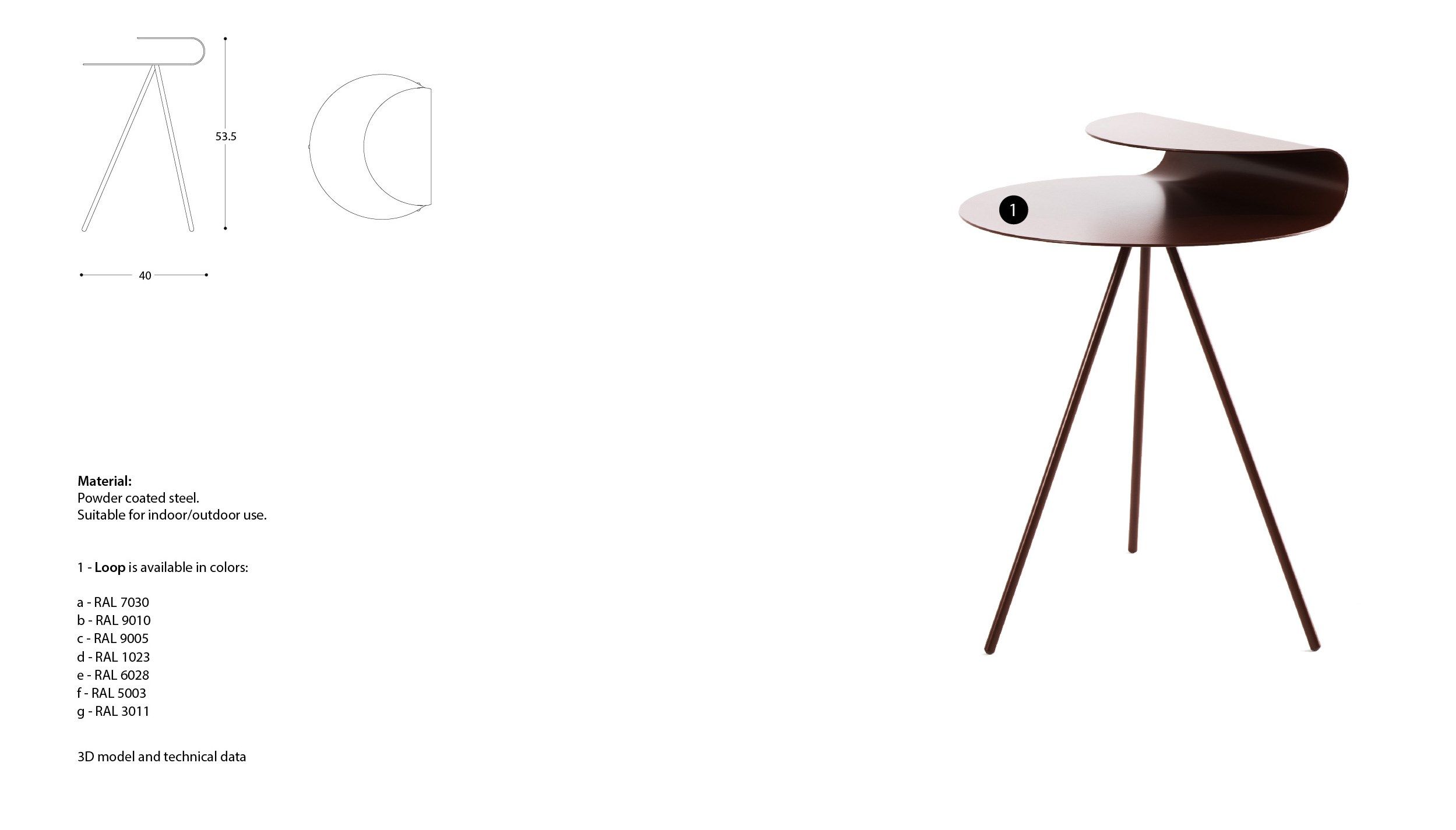 Steel side table LOOP By jot.jot design bonpart