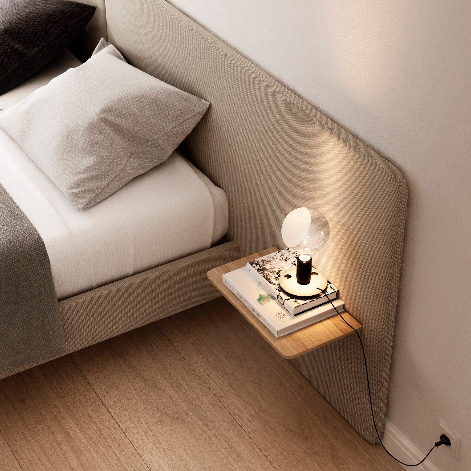 LOTA Fabric double bed with upholstered headboard By TREKU | design ...