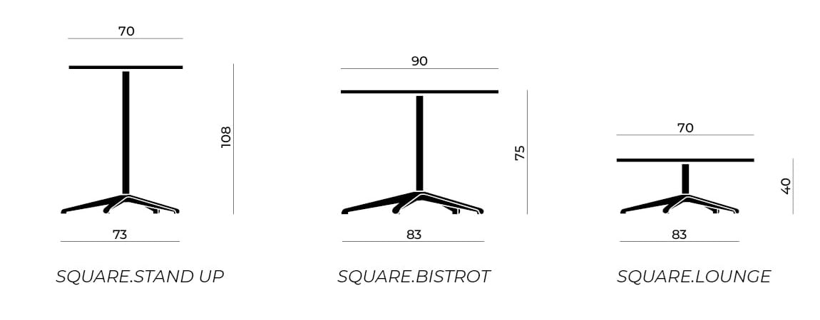 LOTO BISTROT | Square table Steel and wood table with 4-star base By Nahu
