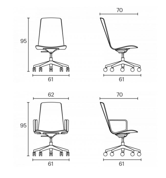 LOTTUS CONFERENCE Office chair with armrests with 5-Spoke base By ENEA ...