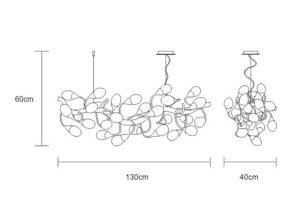 LOTUS HORIZONTAL BLOOM SMALL LED handmade bronze pendant lamp By Serip