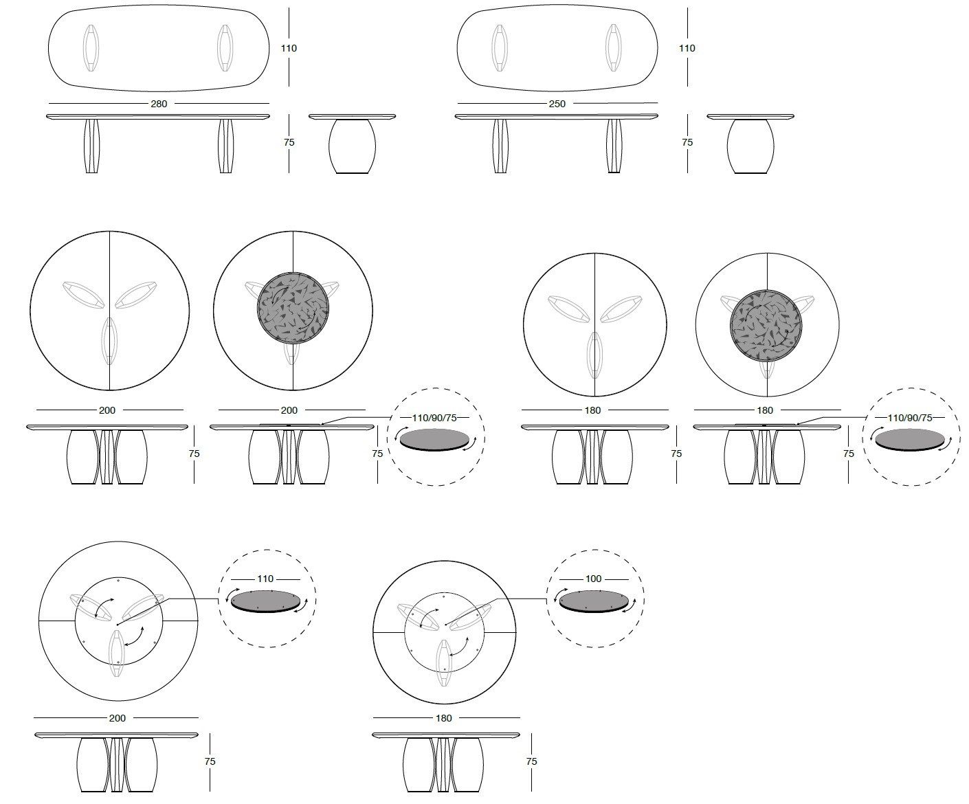 LOVELUXE 2020 – SARTORIA COLLECTION Round marble table with Lazy Susan ...