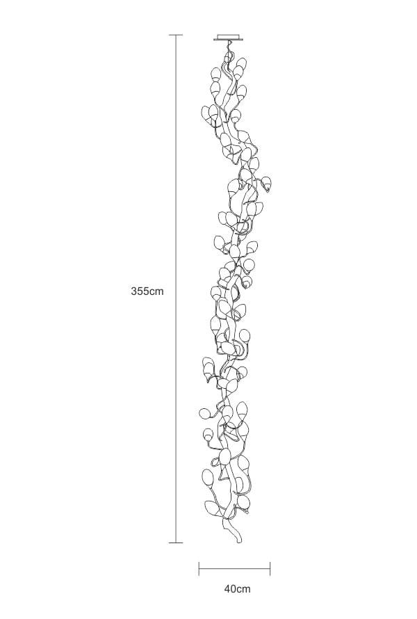 LOTUS VERTICAL BLOOM LARGE Luminária pendente LED feita à mão de bronze ...