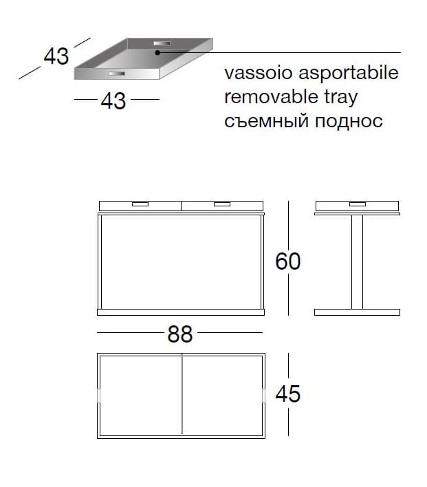 Tavolino rettangolare con vassoio LOUIS | Tavolino rettangolare ...