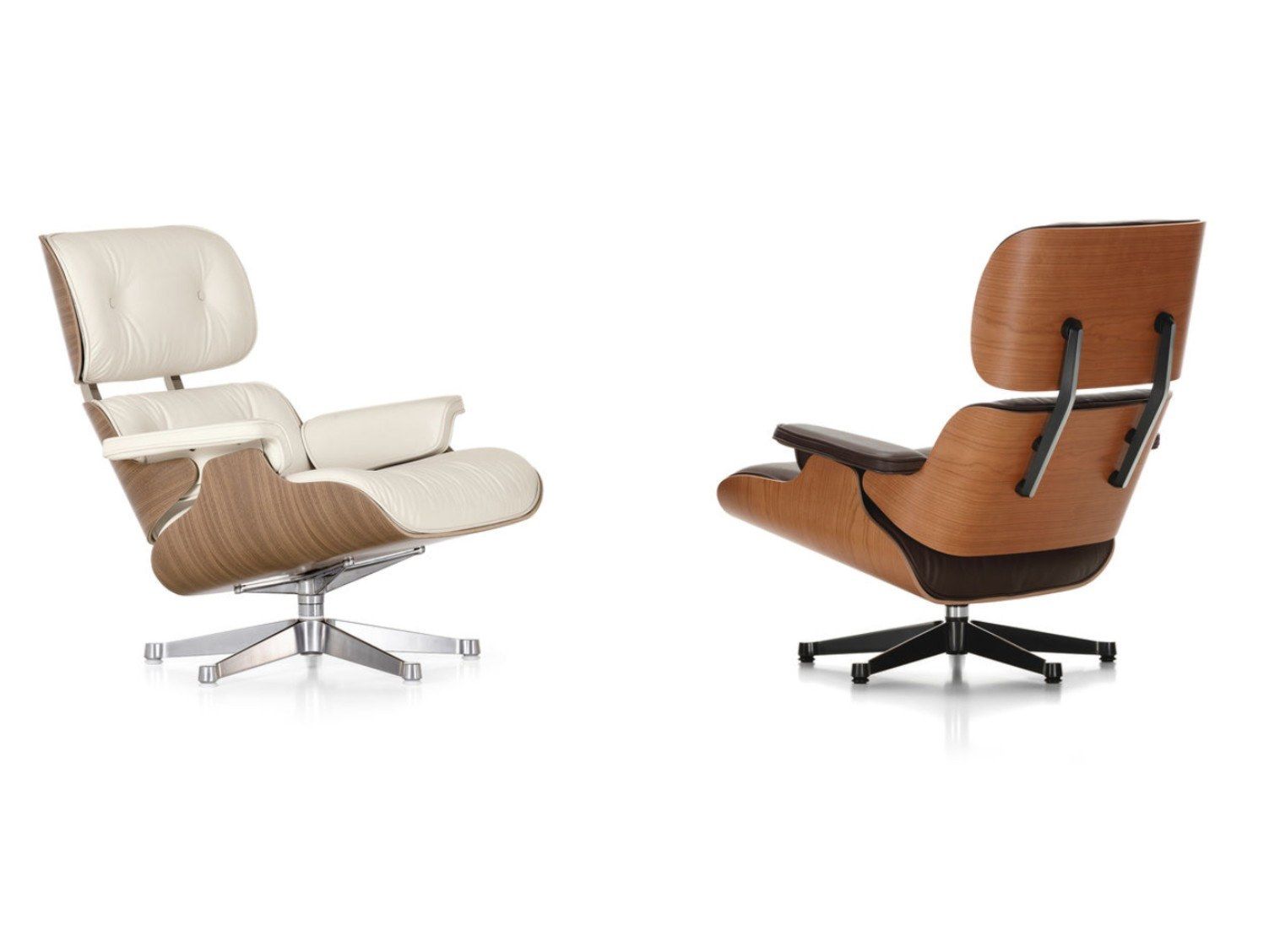 EAMES LOUNGE CHAIR & OTTOMAN - WHITE VERSION Swivel leather armchair ...