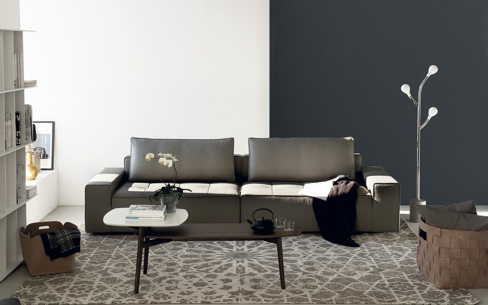 Sectional leather sofa LOUNGE EASY By Calligaris design Stefano Cavazzana