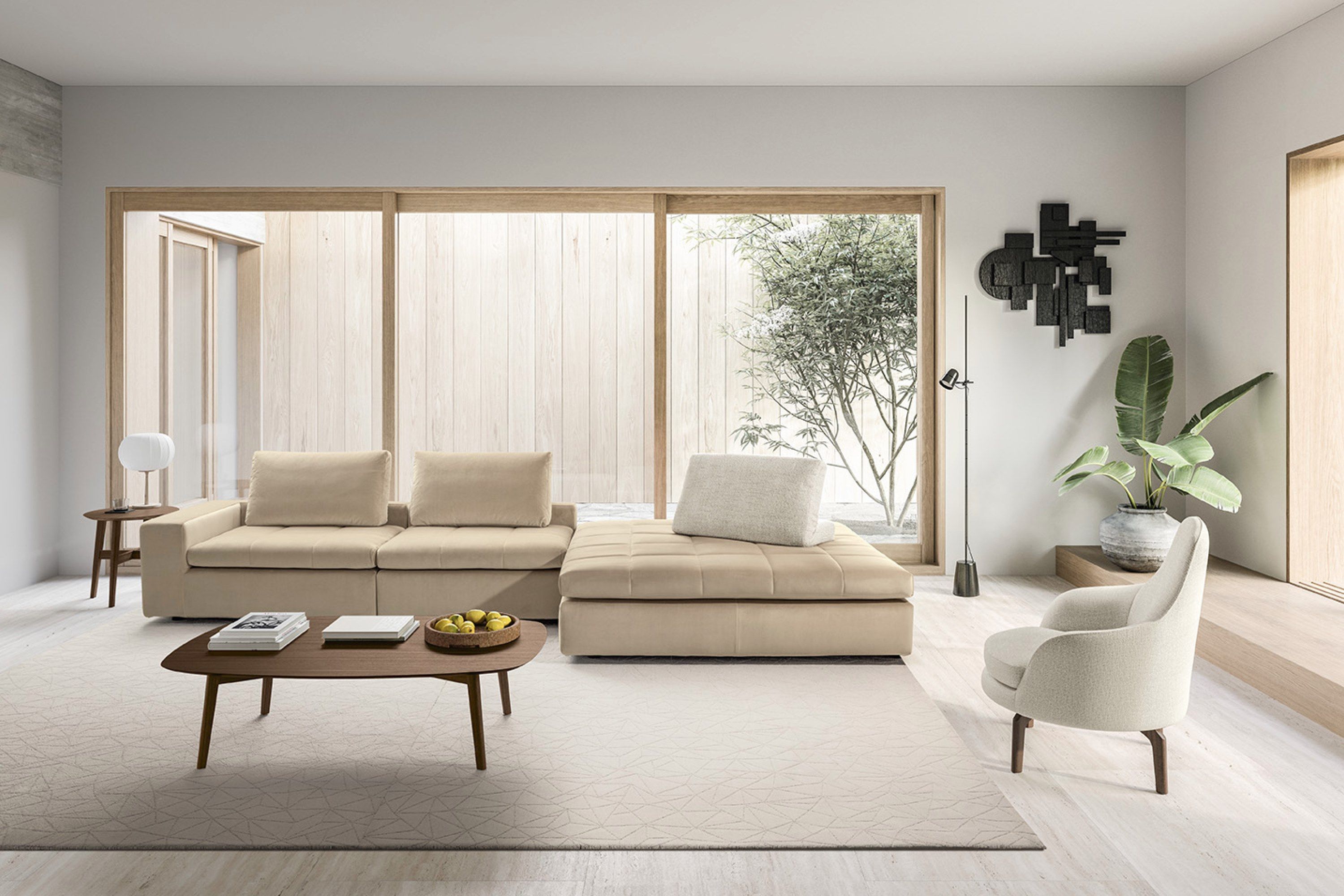 Curved fabric sofa LOUNGE Y By Calligaris design Stefano Cavazzana