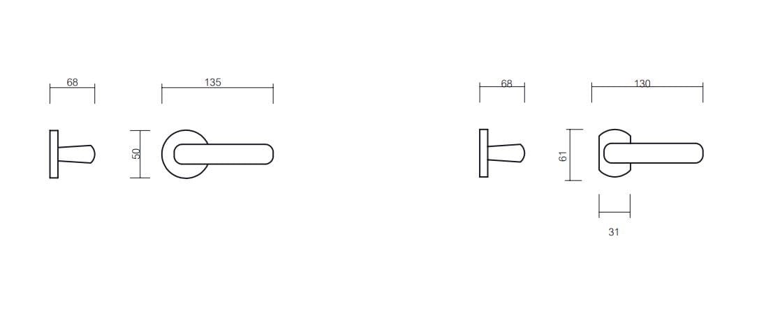 LUCY EASY | Poignée de porte Poignée de porte en laiton sur rosace By ...