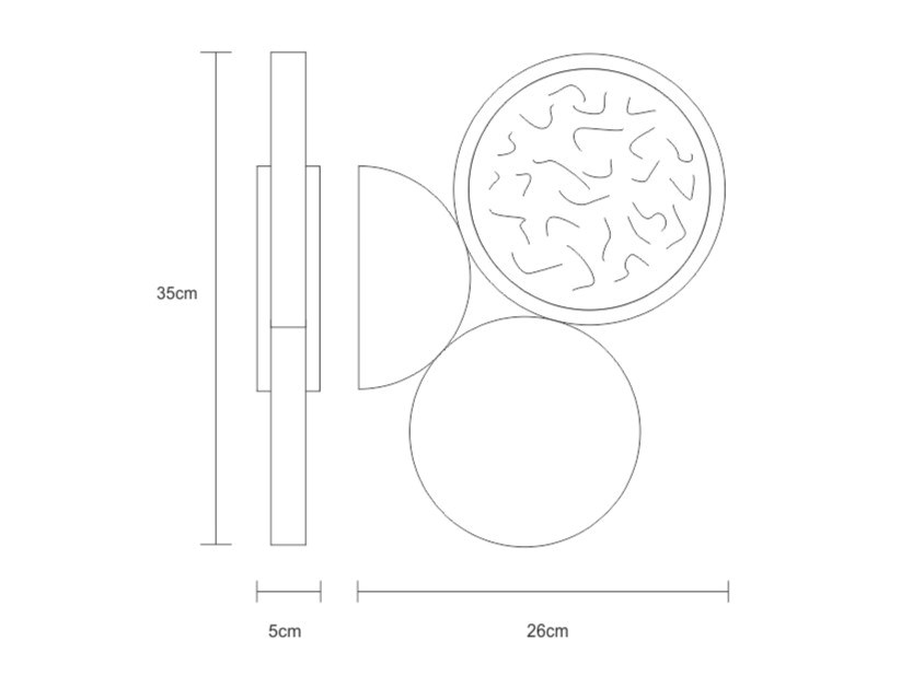 LUNA ORBIT CORNER SMALL LED handmade bronze wall light By Serip