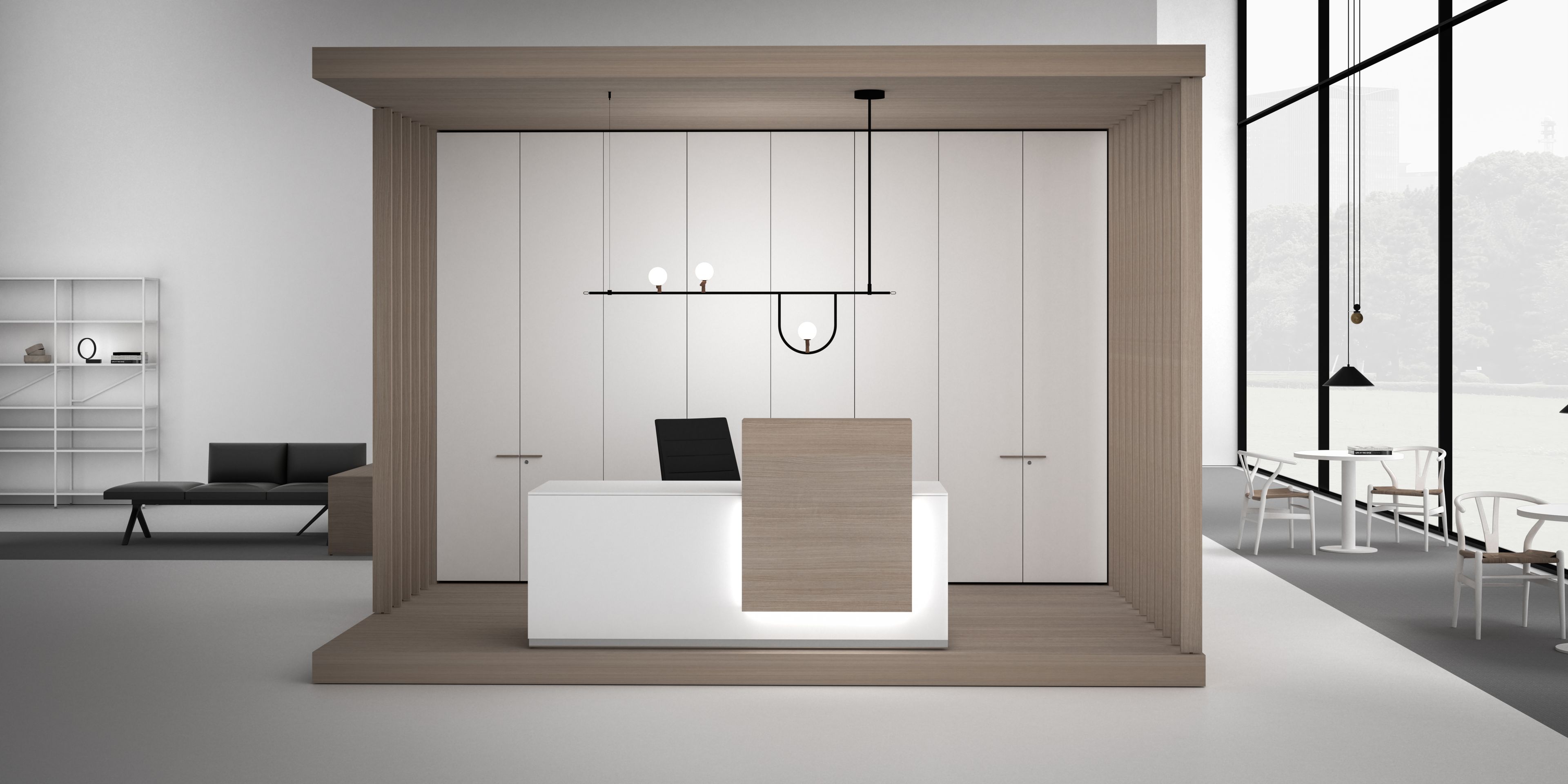 Modular Office reception desk with Built-In Lights LUX 4 Reception Lux ...