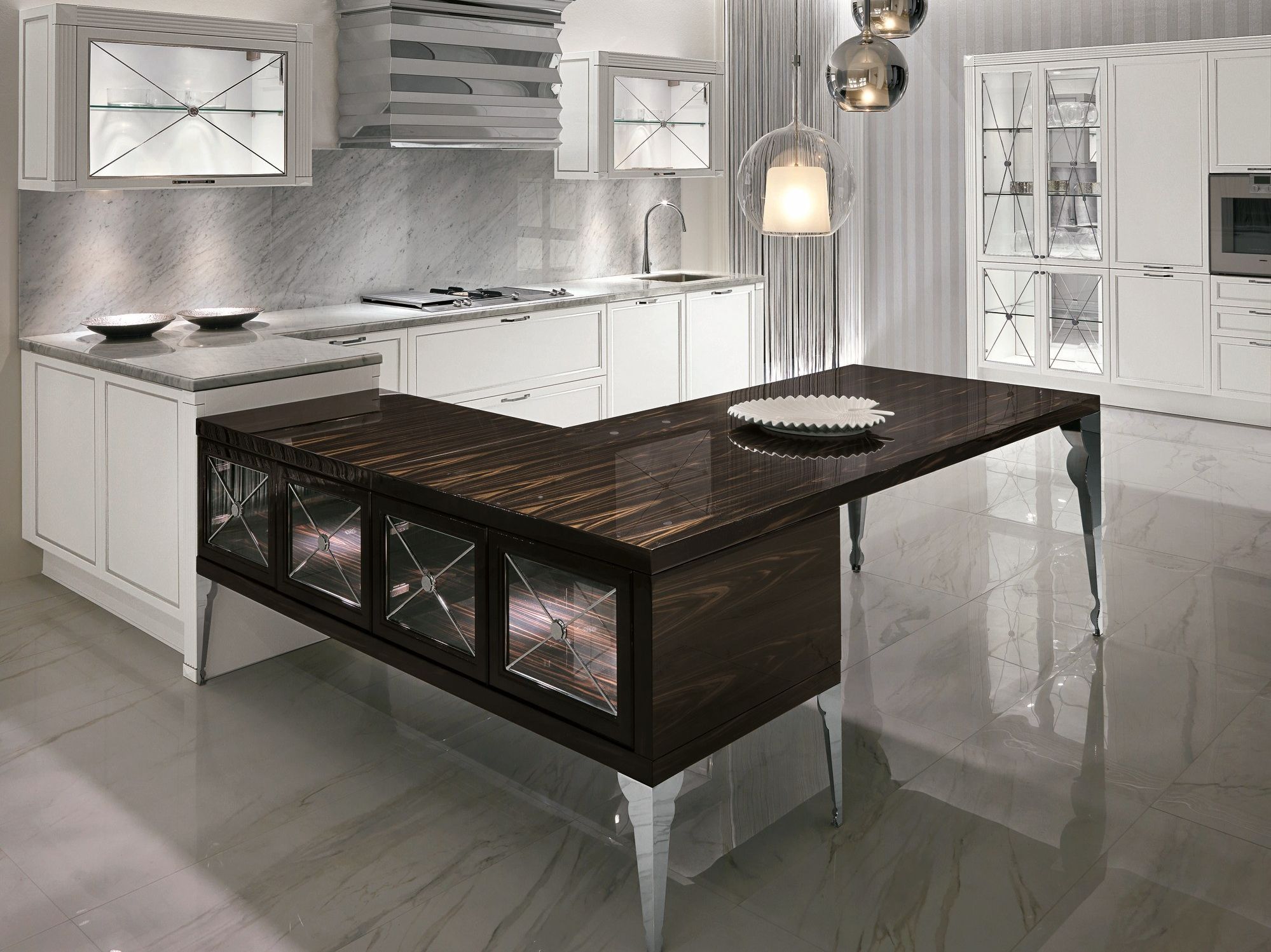 LUXURY GLAM | Kitchen with peninsula Luxury Glam Collection By Aster Cucine