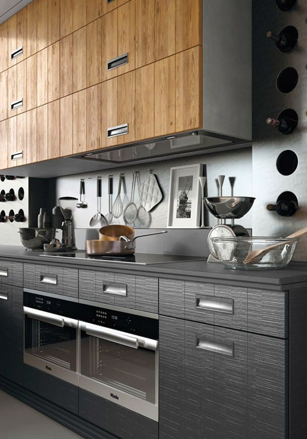 Contemporary style fitted kitchen with island with handles Lab 40 ...