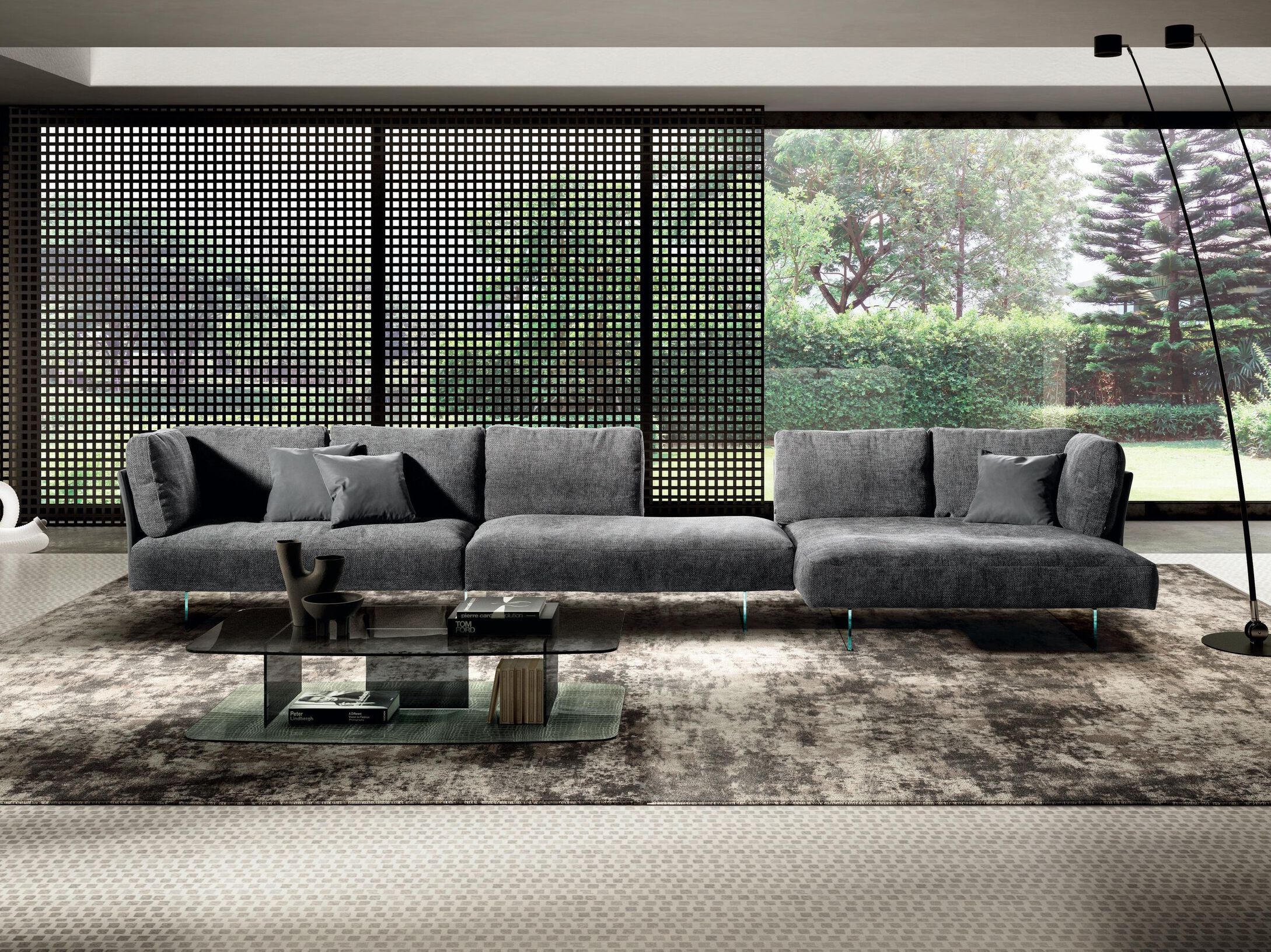 AIR SLIM - 2614 Sectional fabric sofa By Lago | design Daniele Lago
