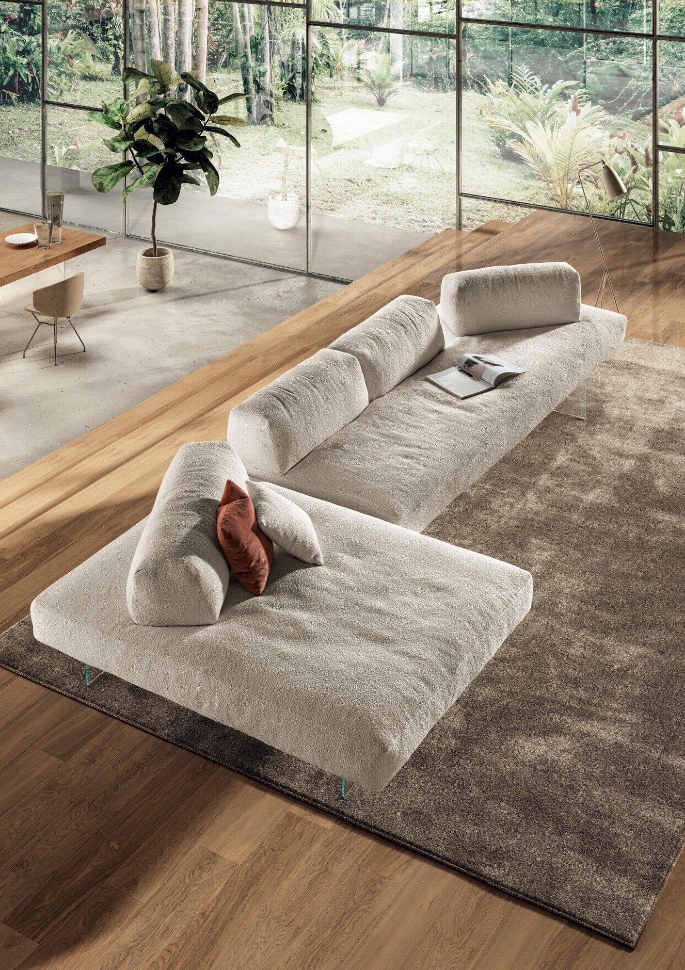 AIR SOFT FREE - 1916 Fabric sofa with chaise longue By Lago | design Daniele Lago