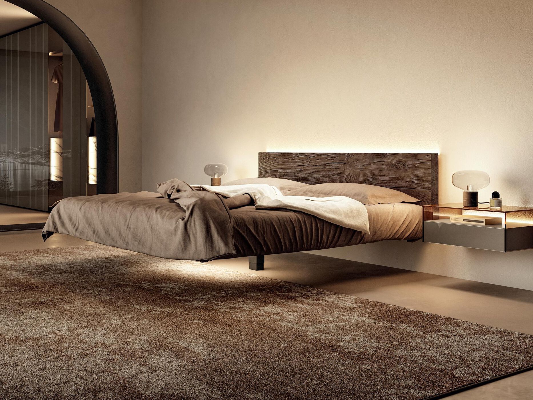 FLUTTUA WILDWOOD - 1621 Suspended wooden double bed By Lago | design ...