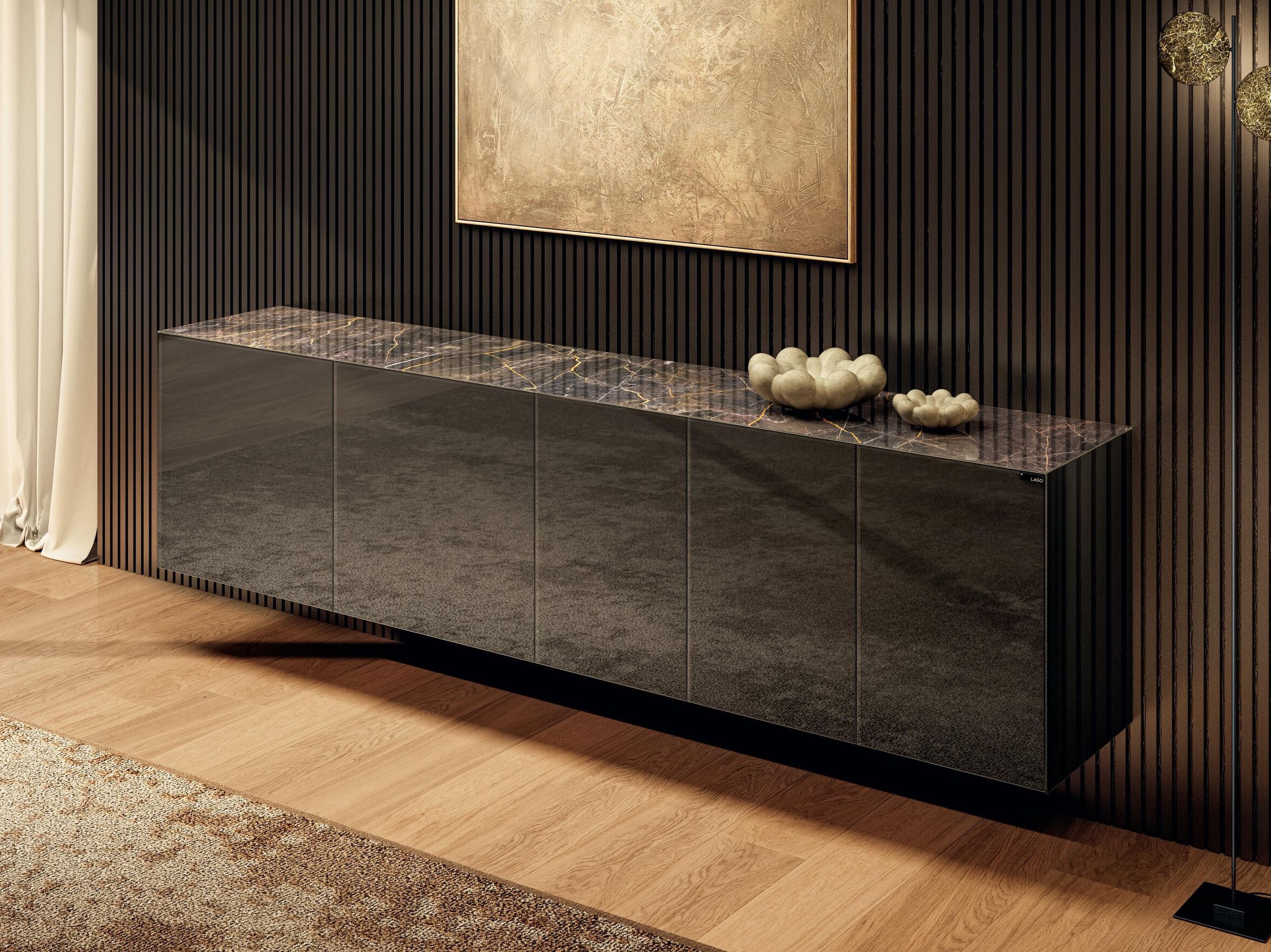 MATERIA - 1006A Suspended glass sideboard By Lago