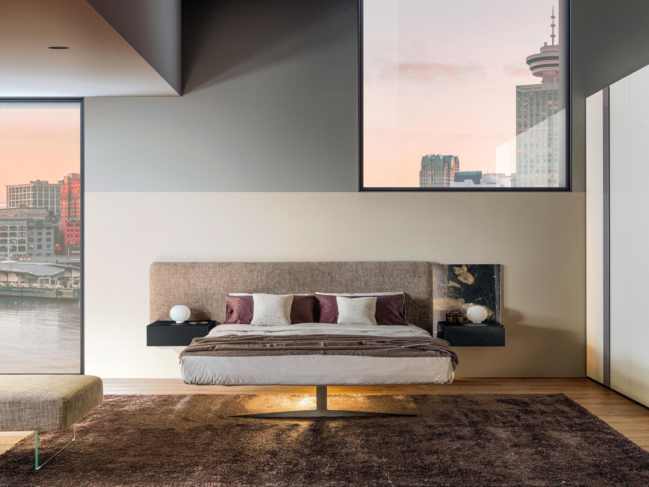 STEEL FREE 1757 Double bed with upholstered headboard By Lago | design ...