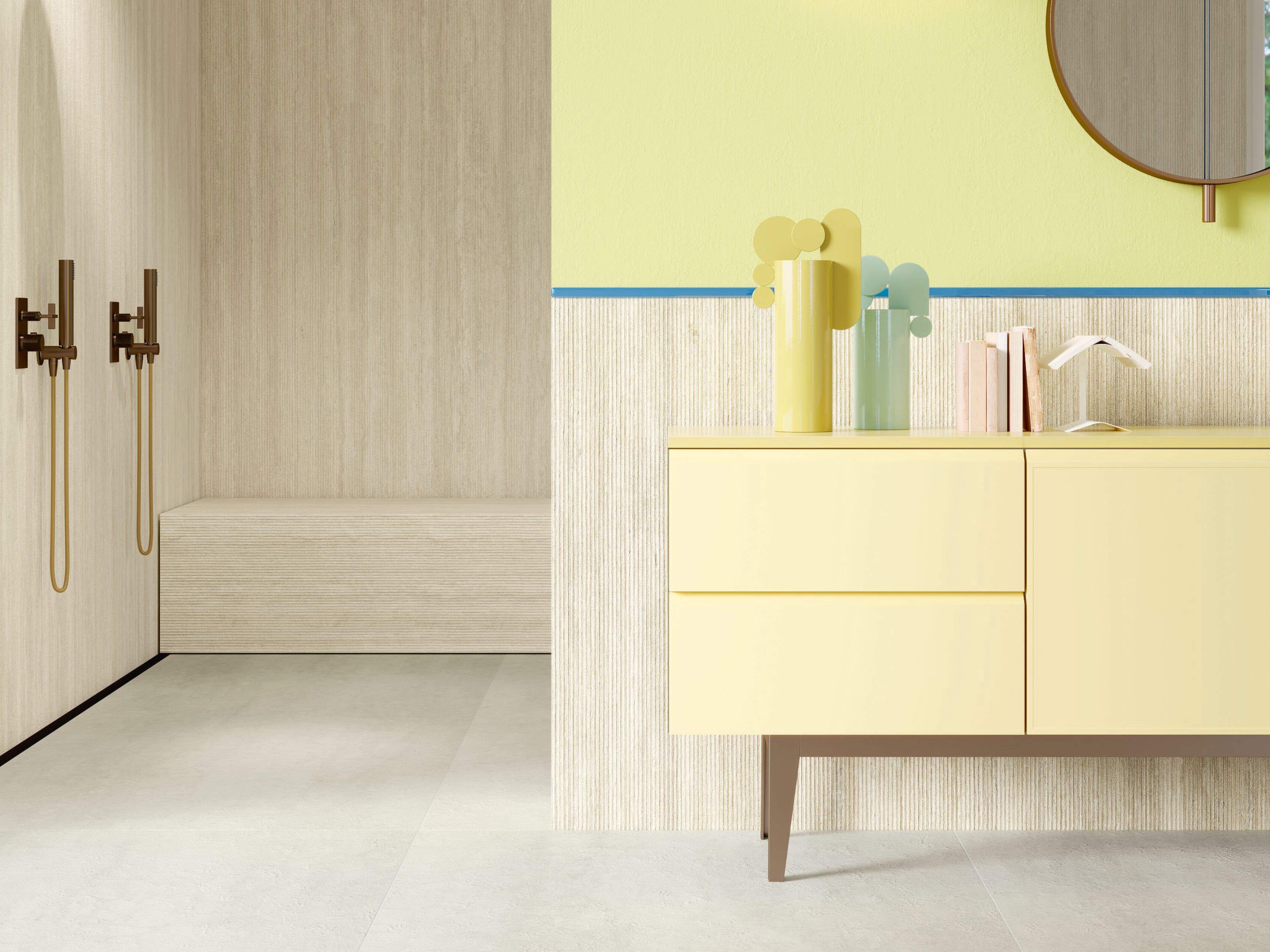TRAVERTINO BIANCO Wall tiles with travertine effect By Laminam