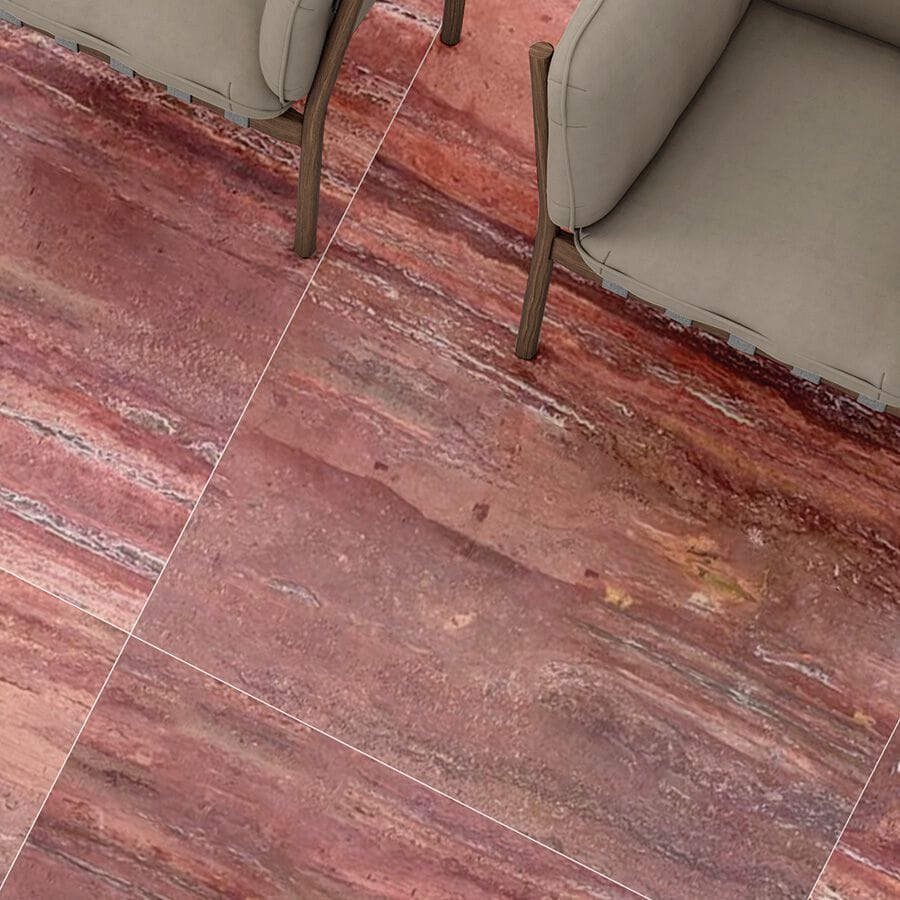 Pavimento/rivestimento in pietra naturale TRAVERTINO ROSSO - LayerStone ...
