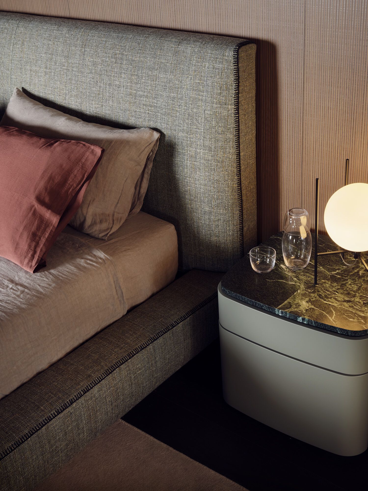 LULLABY Rounded wooden bedside table with drawers By Lema | design ...