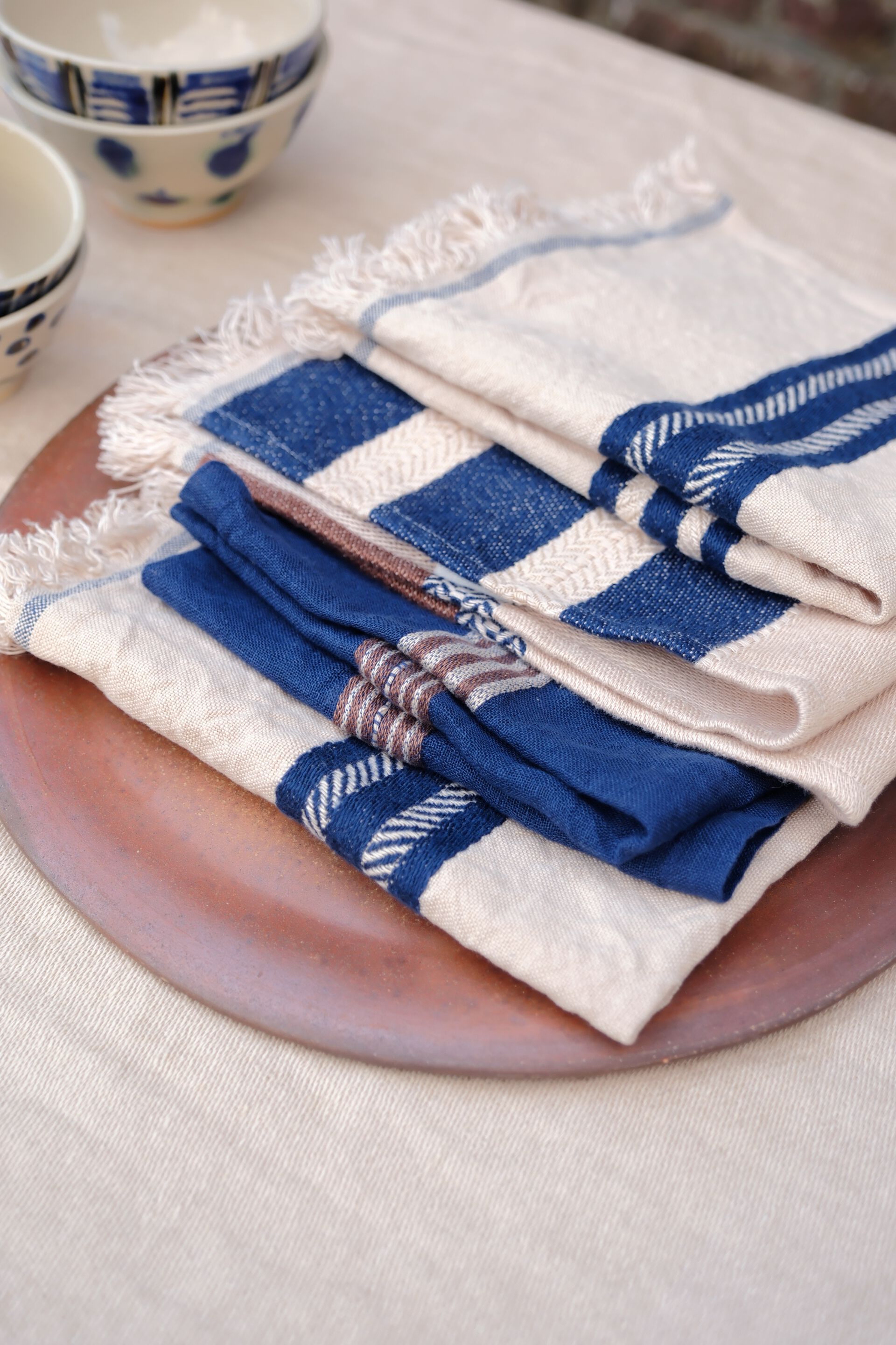 THE INDIGO STRIPE 桌布 By Libeco Home