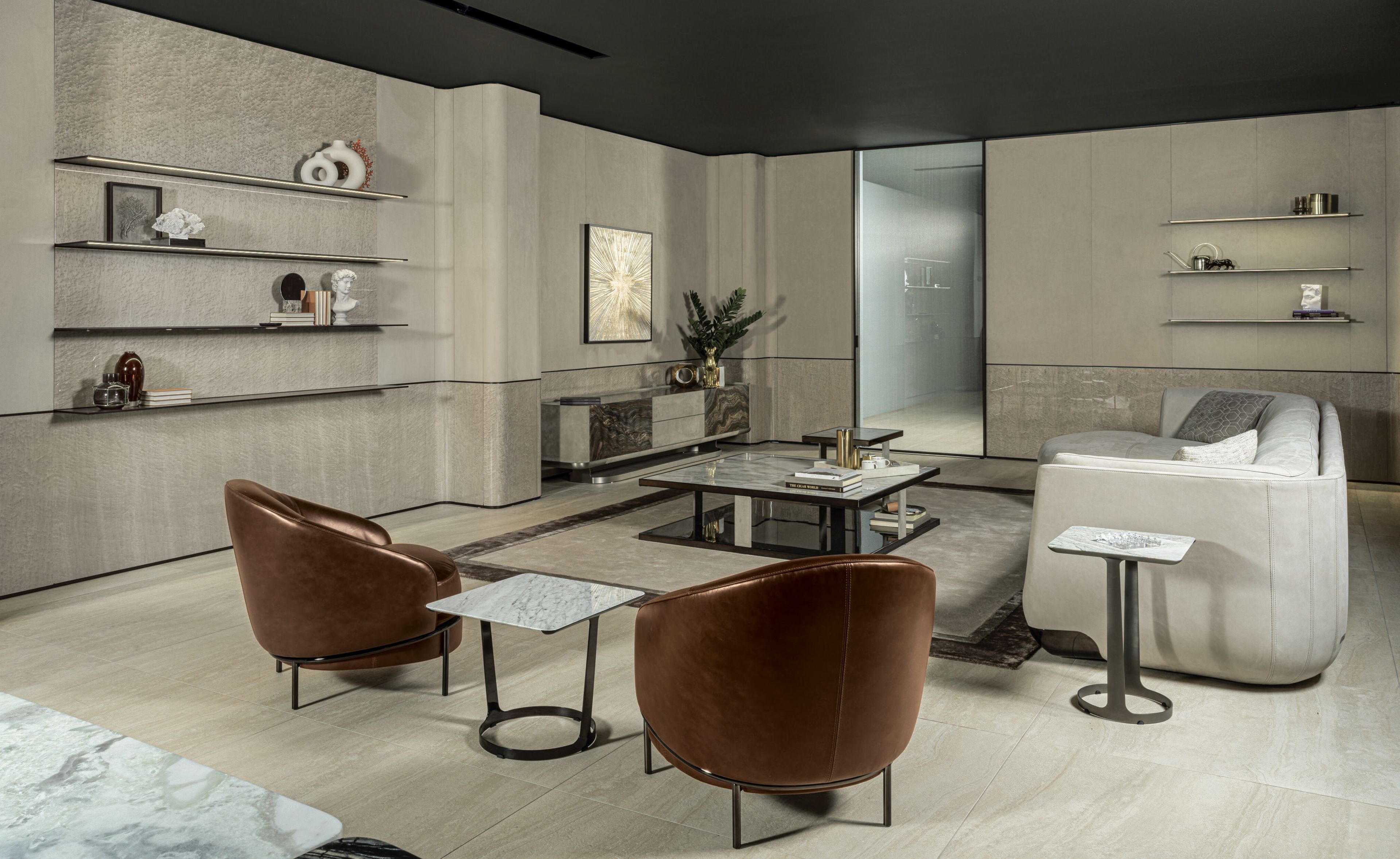 FOREVER SYSTEM BEDROOM Leather boiserie By Longhi