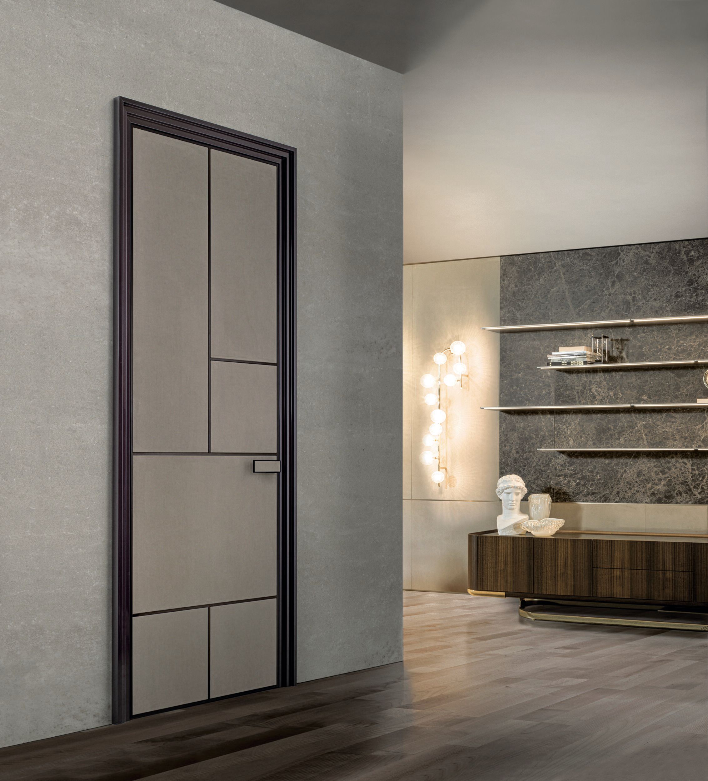 LAND Hinged leather door By Longhi | design Alessandro La Spada