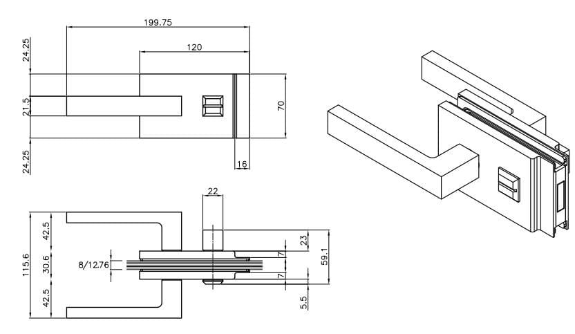 Magnetic glass door lock M-LOCK STOP By GFS ITALIAN INNOVATIVE GLASS FIXING