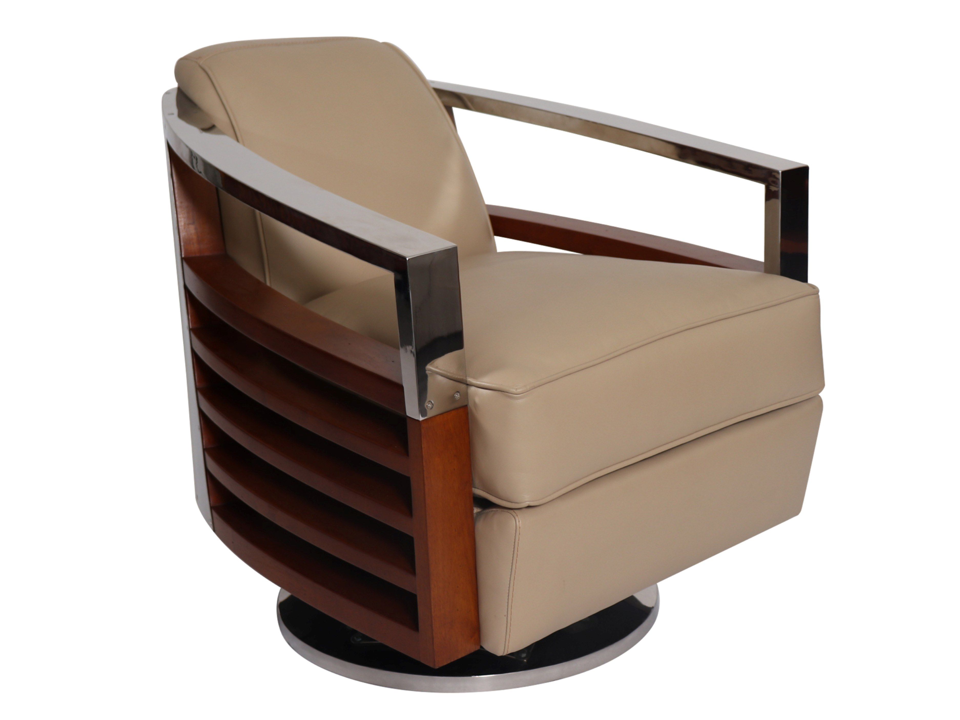 MADISON | Fauteuil Fauteuil pivotant en cuir avec accoudoirs By De Bejarry