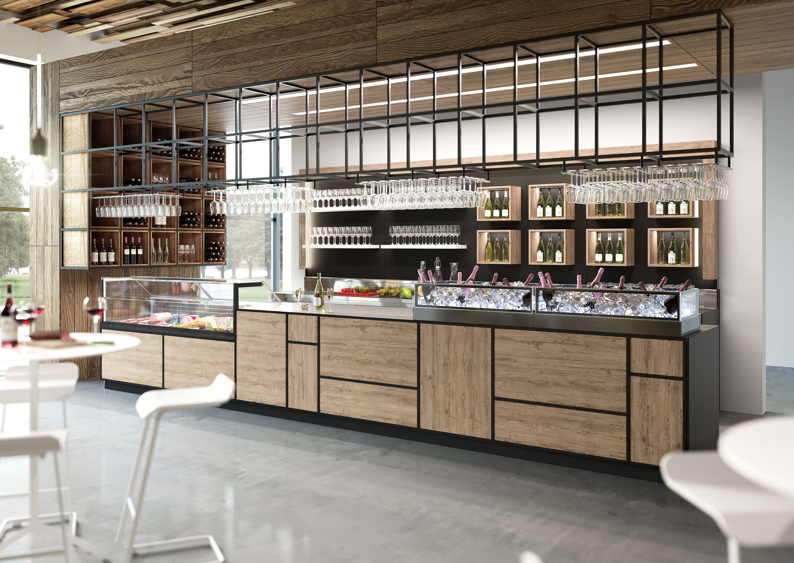 Wooden bar counter MADISON By Frigomeccanica